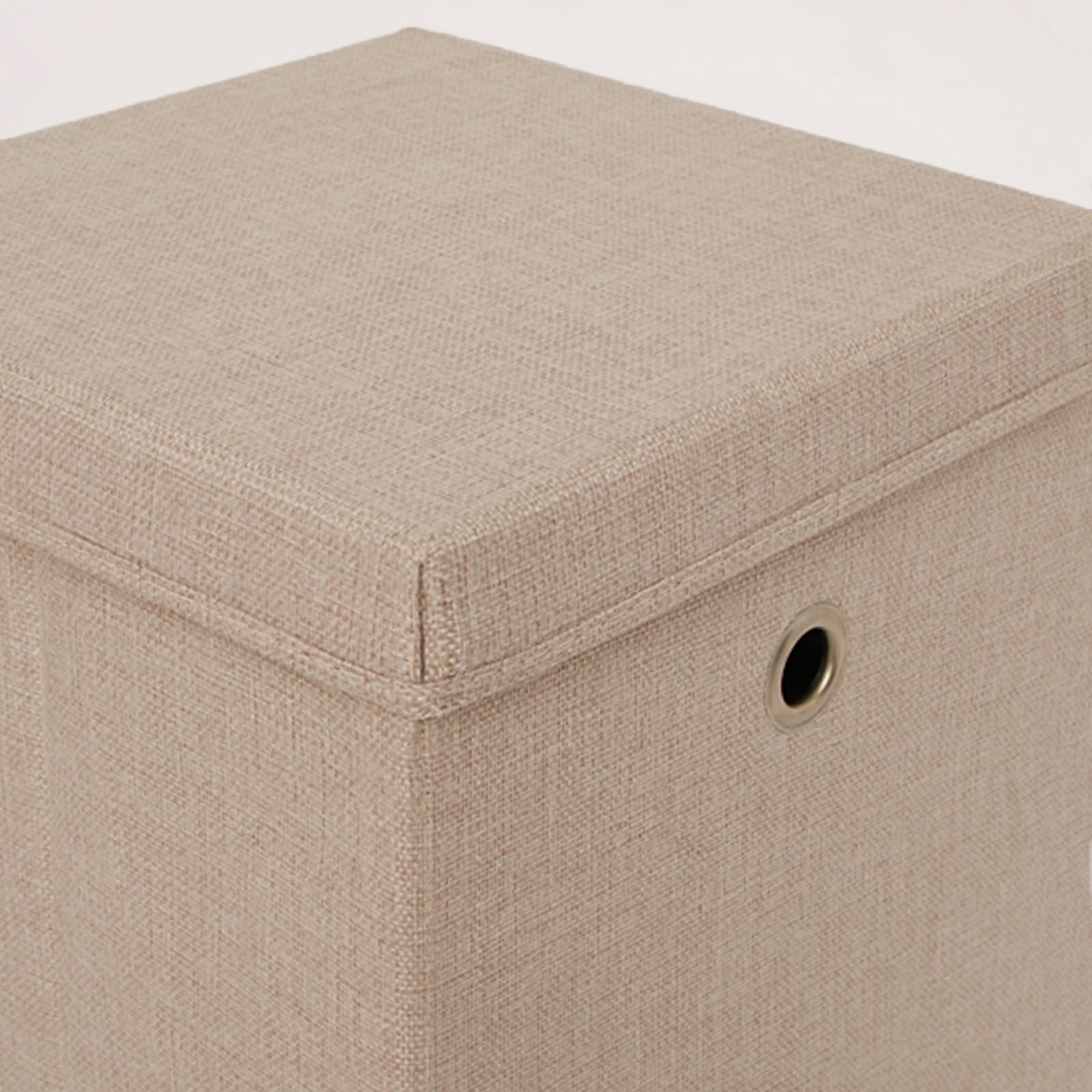 OHS Pack of Fabric Storage Boxes with Lid Foldable Tidy Square Cube ...