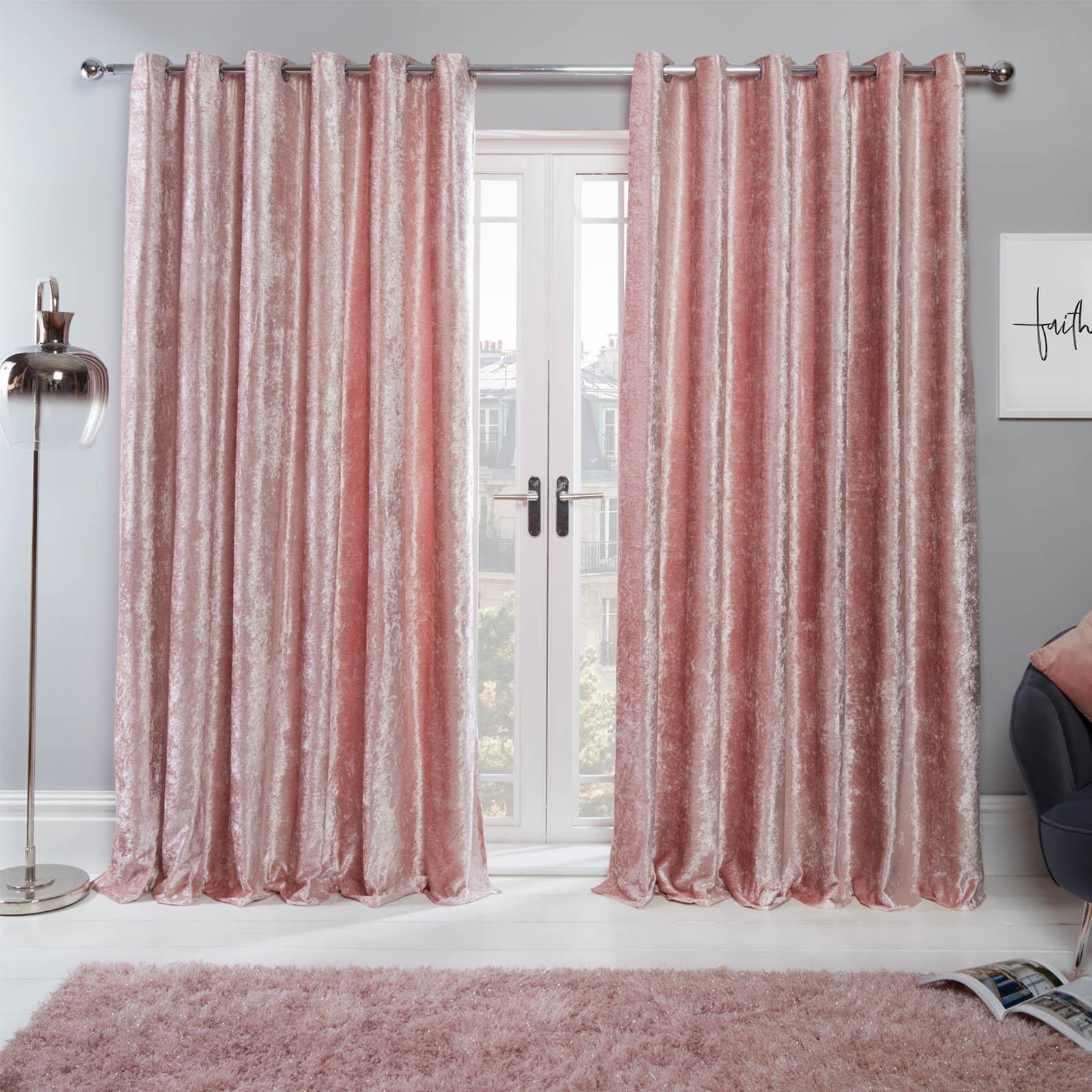 Sienna Crushed Velvet Curtains PAIR of Eyelet Ring Top Fully Lined ...