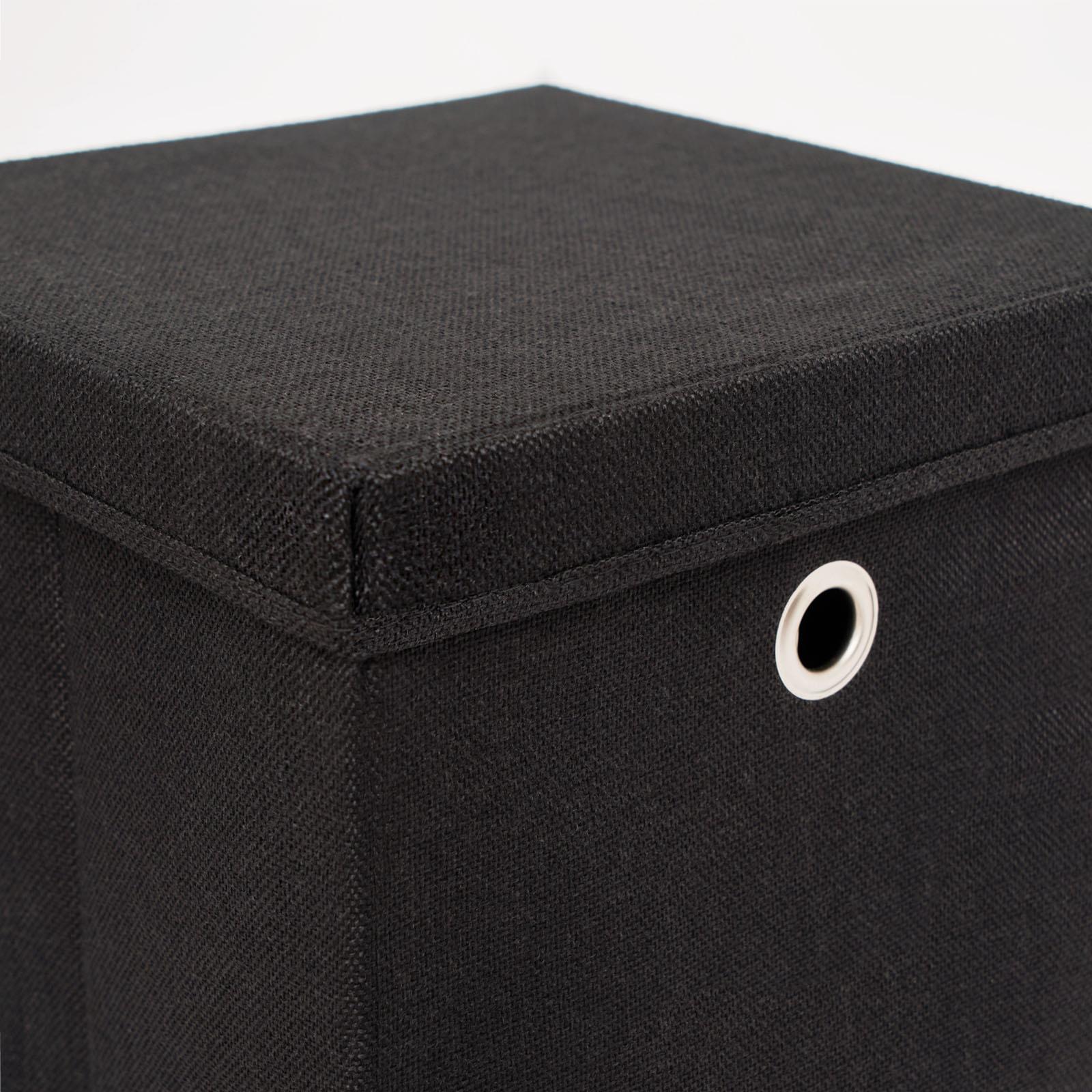 OHS Pack of Fabric Storage Boxes with Lid Foldable Tidy Square Cube ...
