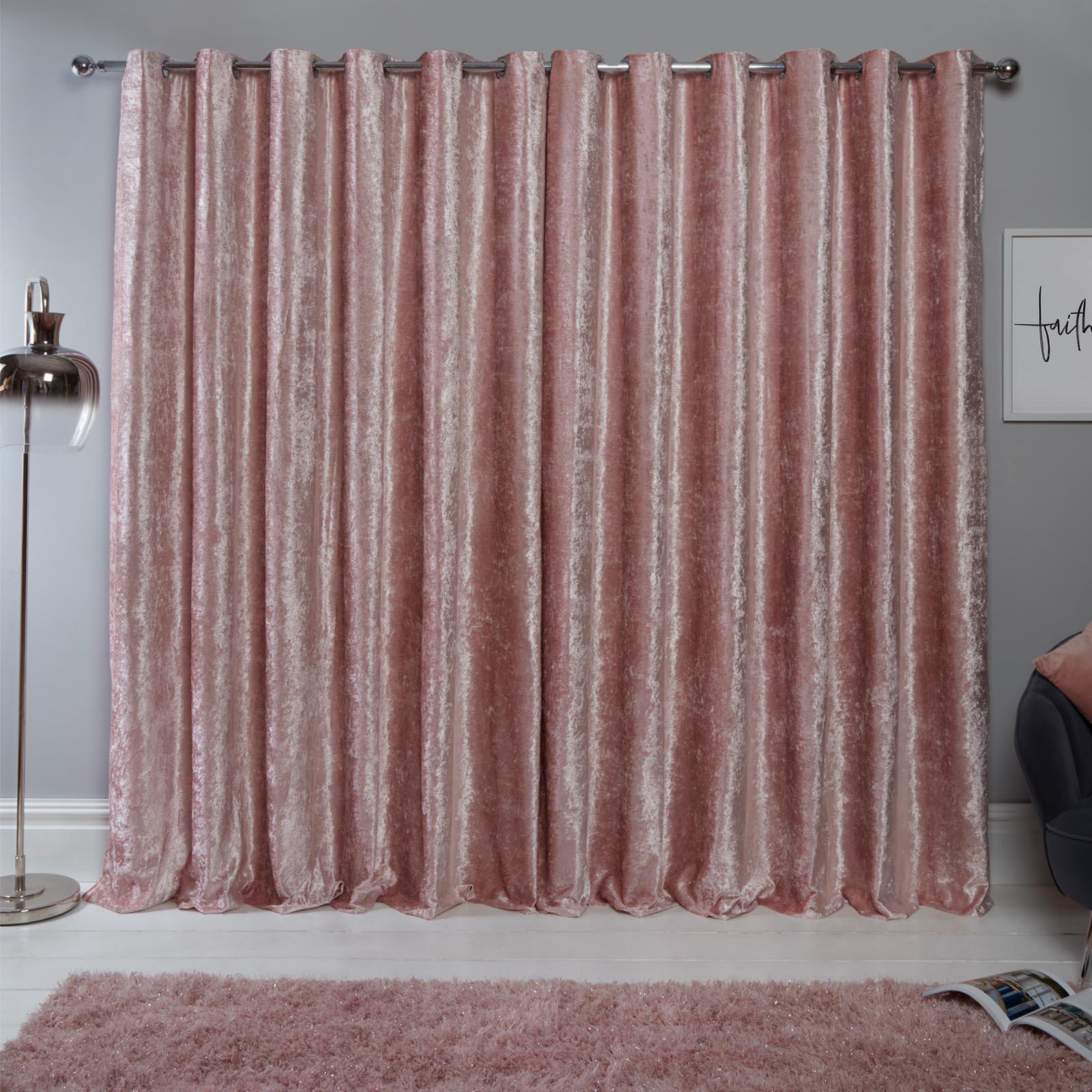 Sienna Crushed Velvet Curtains PAIR of Eyelet Ring Top Fully Lined ...