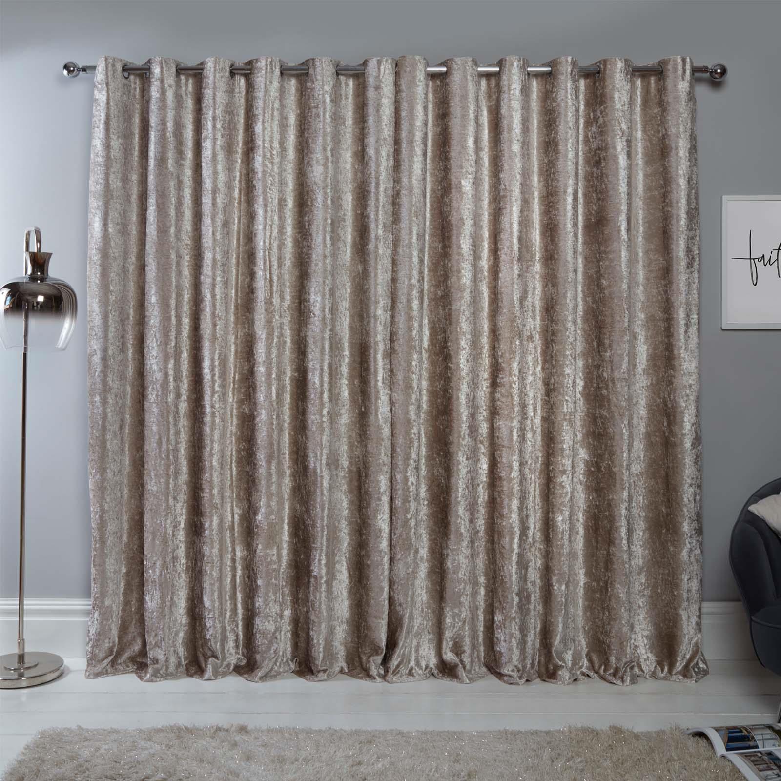 Sienna Crushed Velvet Curtains PAIR of Eyelet Ring Top Fully Lined ...