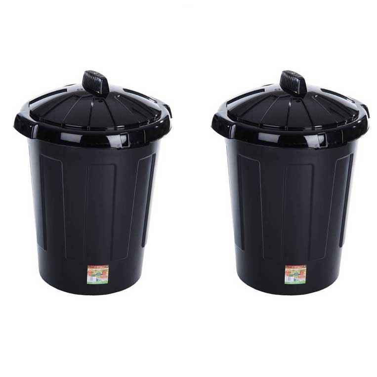 WHAM 80L PLASTIC Dustbin Lid Dust Bin Rubbish Waste Disposal Trash Can ...