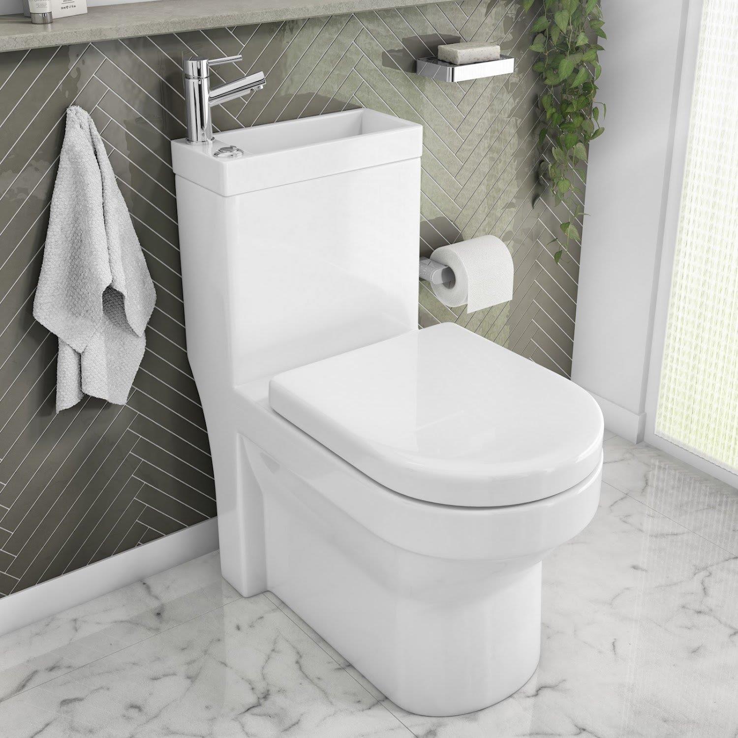 2 in 1 Close Coupled Toilet and Basin Compact Combo with Seat Set Space ...