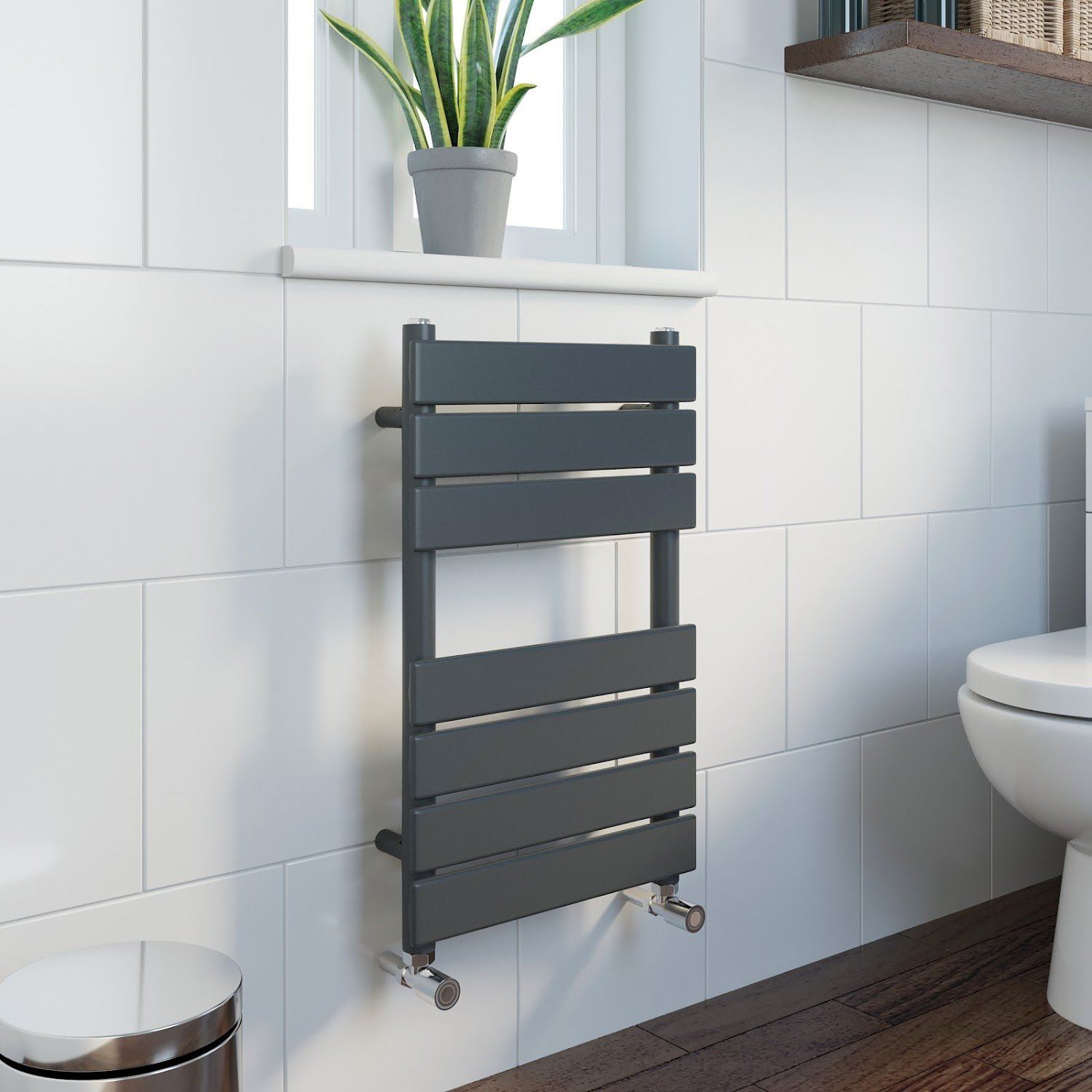 Designer Flat Panel Grey Anthracite Heather Bathroom Towel Rail ...