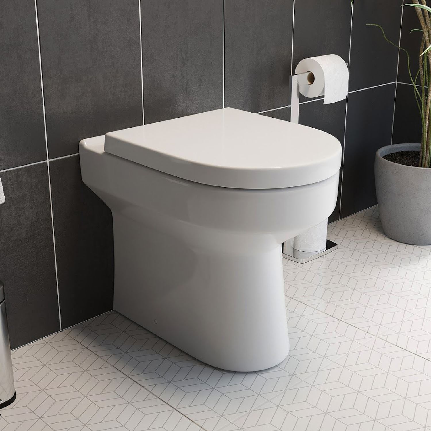 Back To Wall BTW Toilet WC Pan Soft Close Seat Concealed Cistern ...