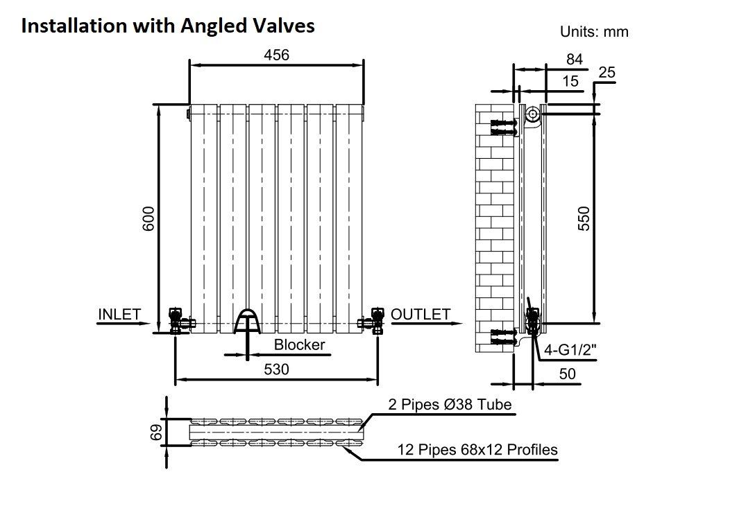 Anthracite Designer Radiator Vertical Horizontal Flat Panel Oval Column ...