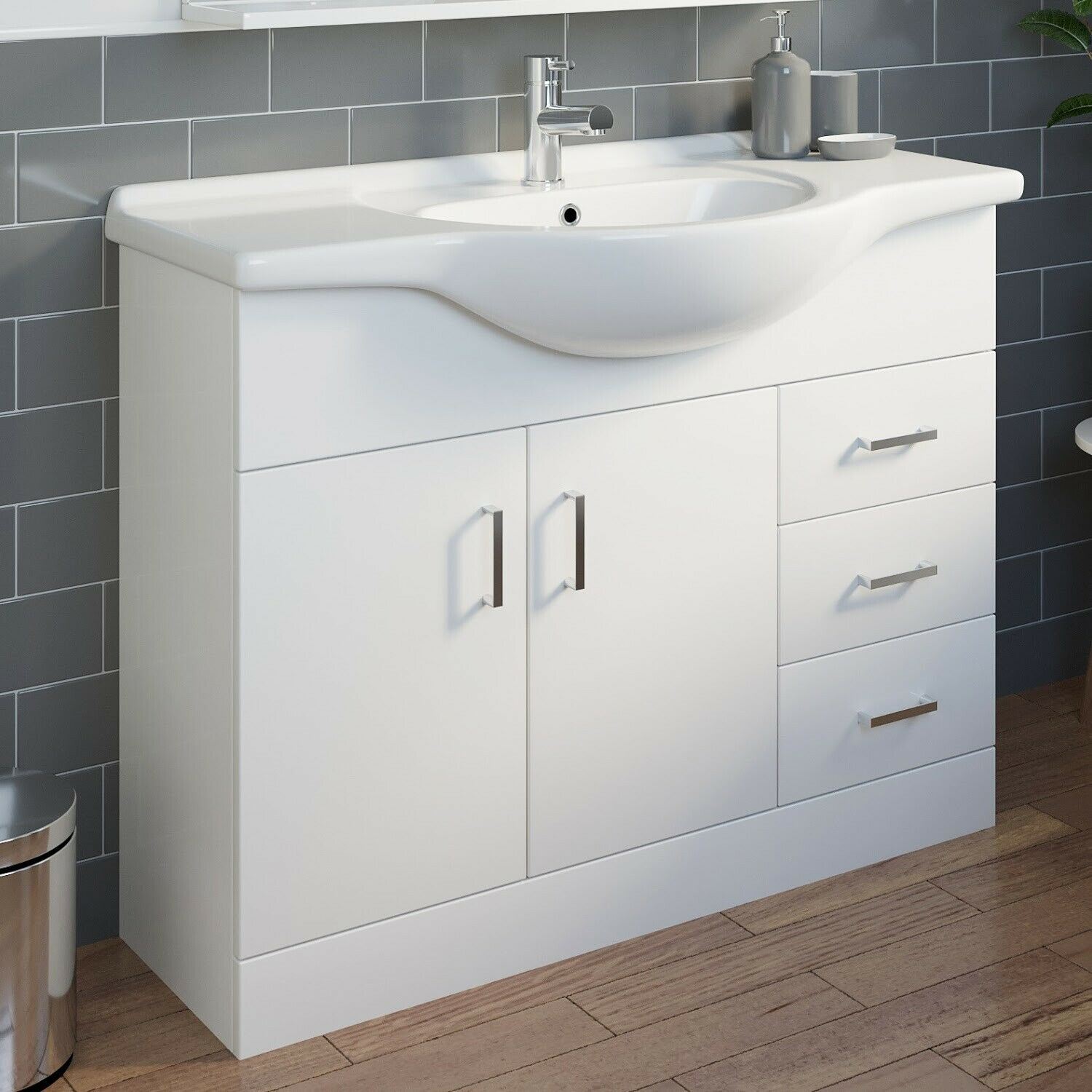 Bathroom Sink Cabinet Vanity Unit White Basin Storage Furniture Door ...