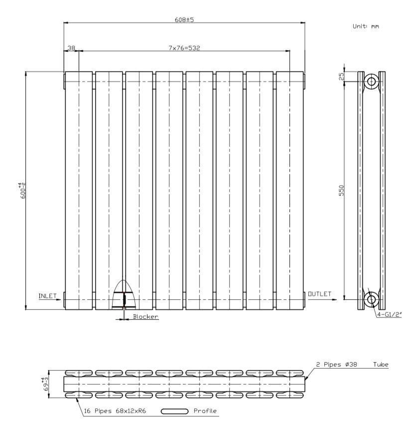 Anthracite Designer Radiator Vertical Horizontal Flat Panel Oval Column ...