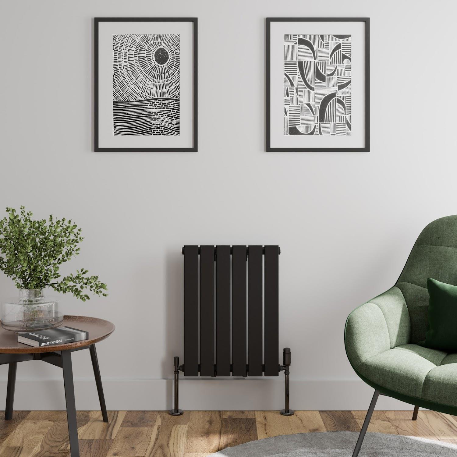 Black Designer Radiator Vertical Horizontal Flat Panel Oval Single ...