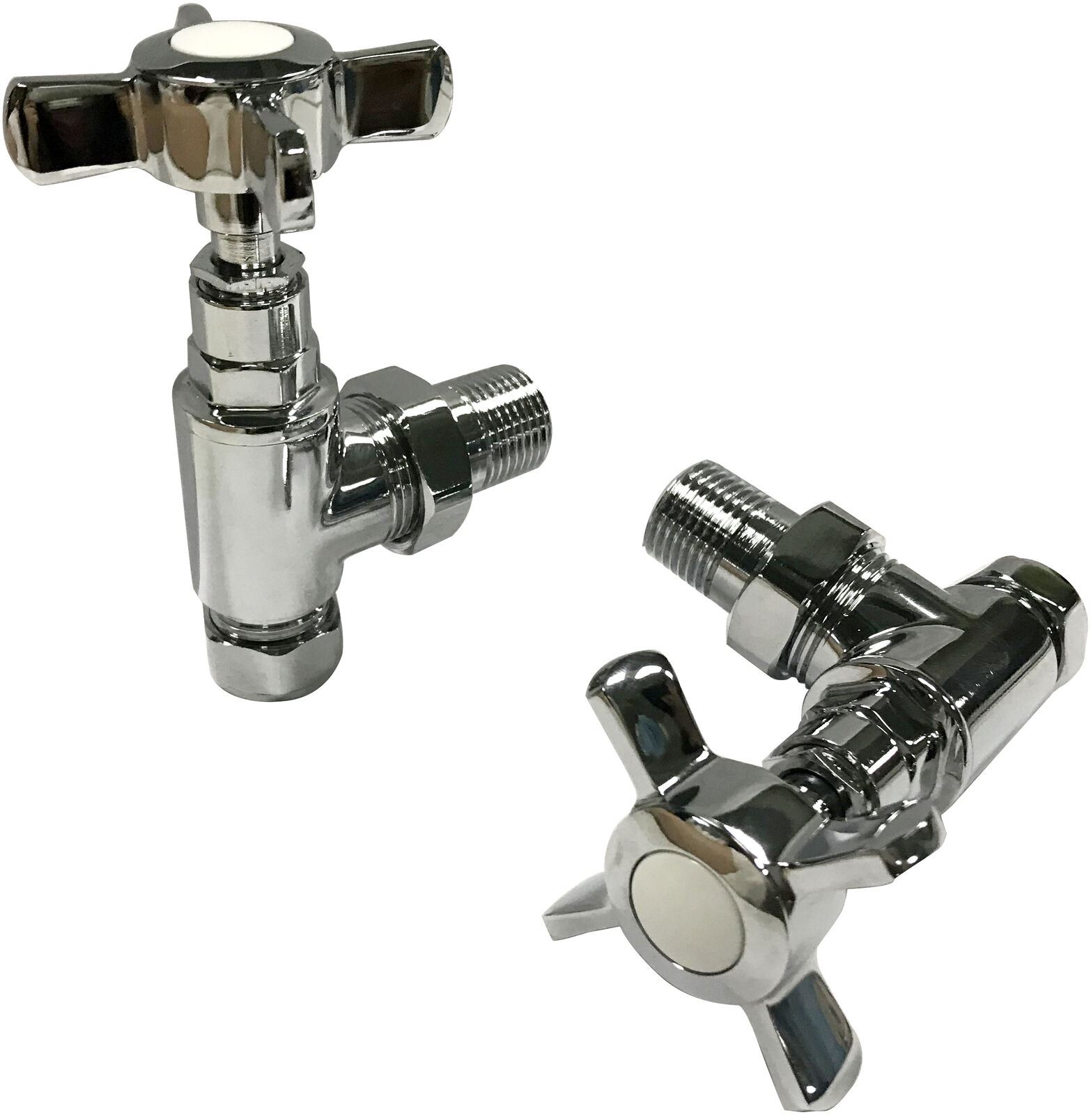 Designer Bathroom Radiator Valves Chrome Heated Towel Rail Pair ...