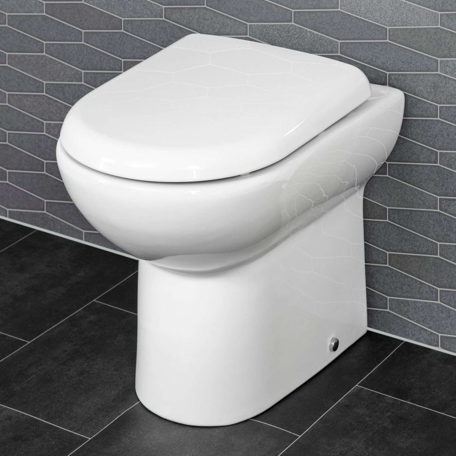 Back To Wall BTW Toilet WC Pan Soft Close Seat Concealed Cistern ...