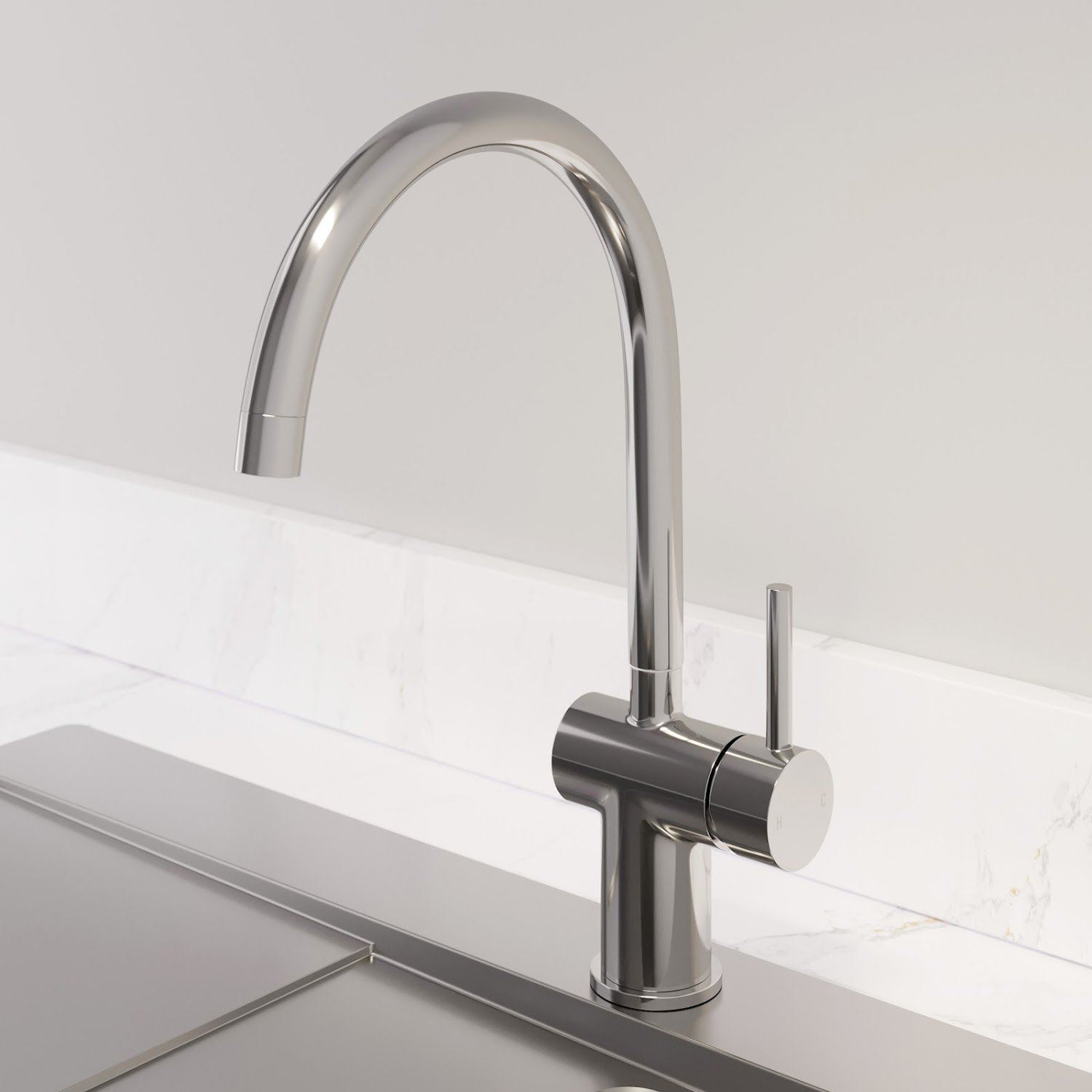 Modern Kitchen Taps Single Twin Dual Lever Hot Cold Tap Swivel Spout ...