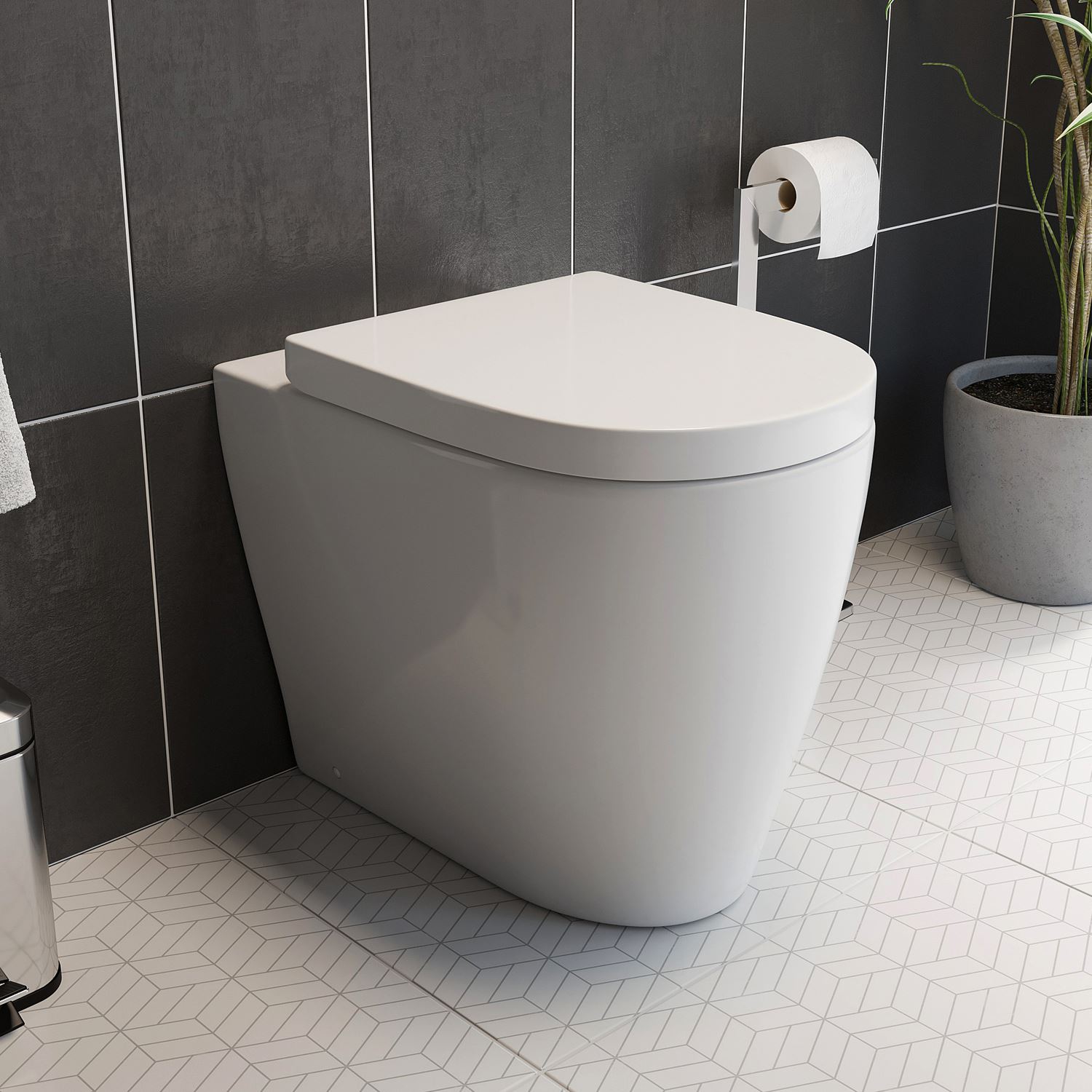 Back To Wall BTW Toilet WC Pan Soft Close Seat Concealed Cistern ...