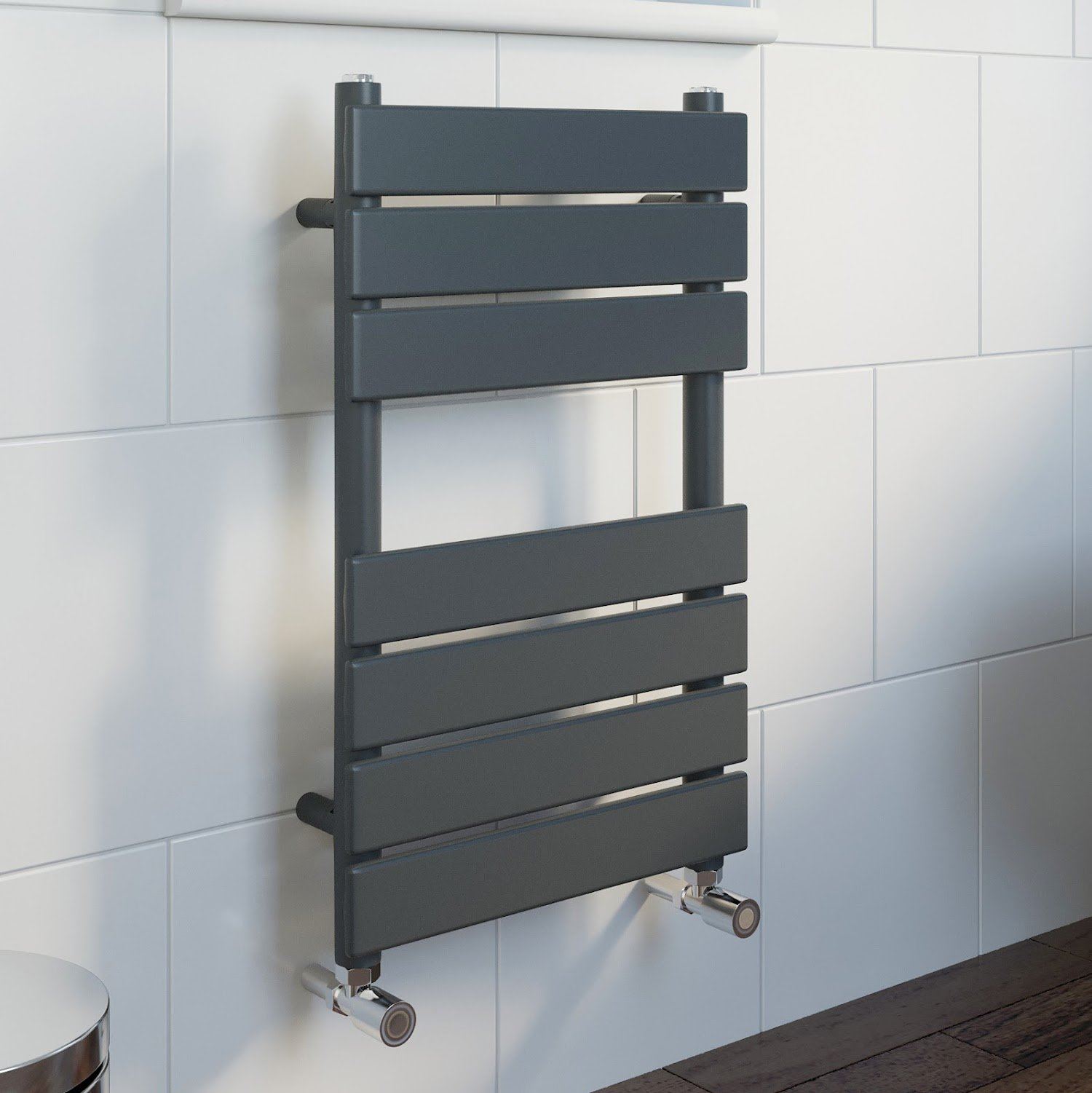 Designer Flat Panel Grey Anthracite Heather Bathroom Towel Rail ...