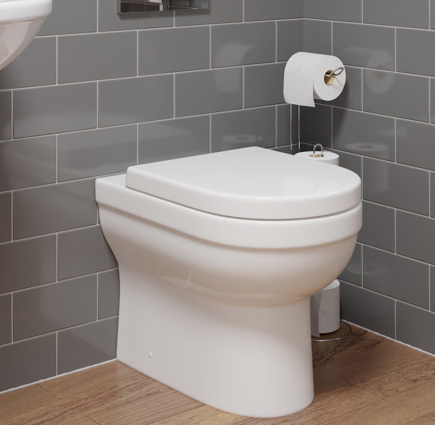 BTW Back To Wall Pan Round Toilet WC Modern Quick Release Soft Close ...