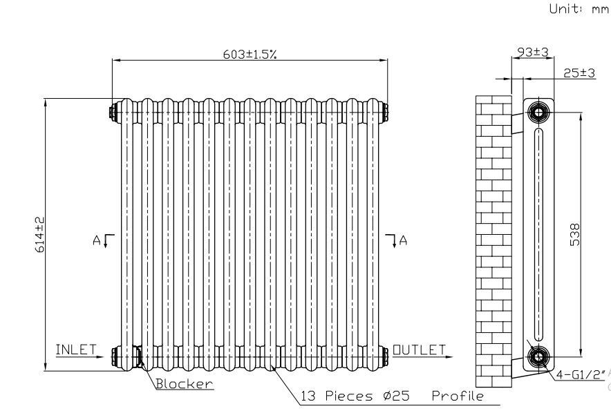 Traditional Radiator Horizontal Vertical Column Rad Central Heating ...