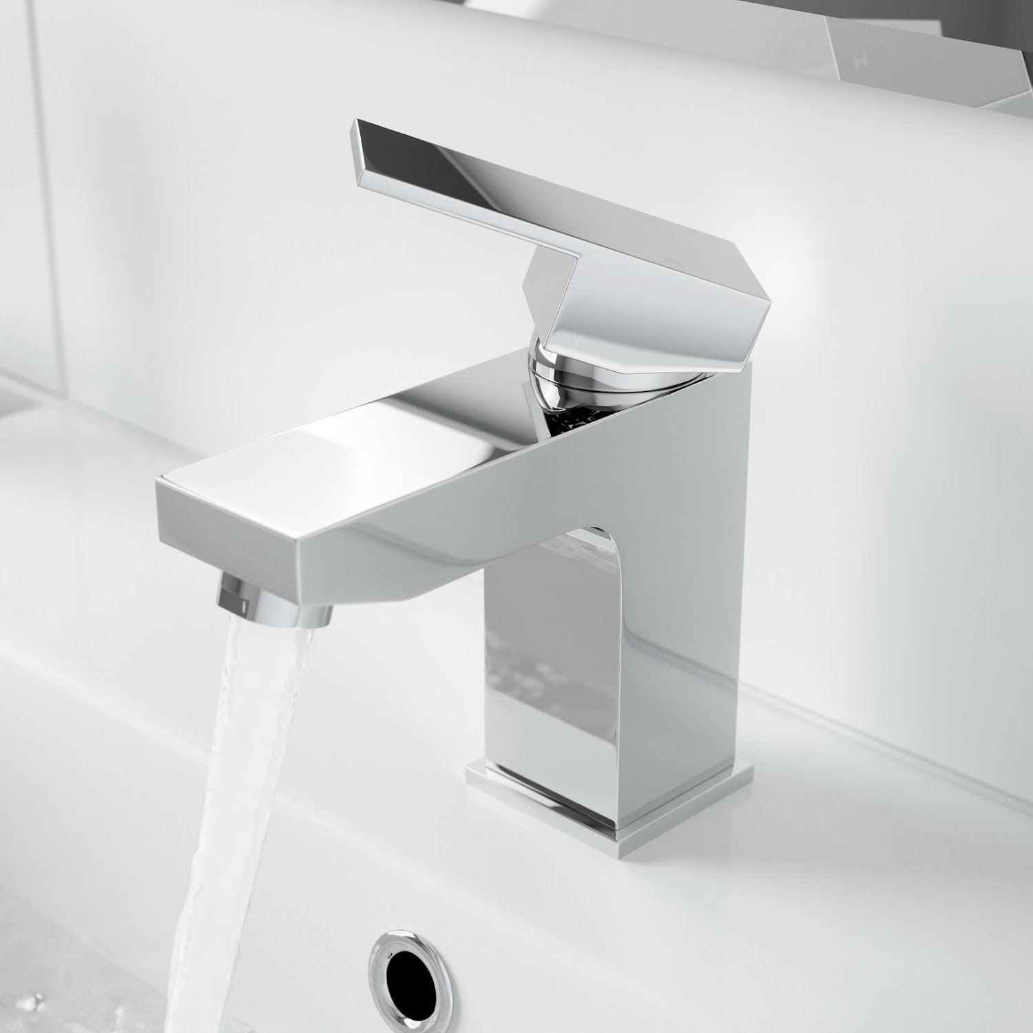 Modern Chrome Bathroom Square Tap Sets | Basin & Bath Taps with Shower ...