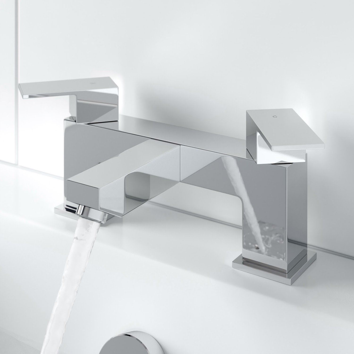 Modern Chrome Bathroom Square Tap Sets | Basin & Bath Taps with Shower ...