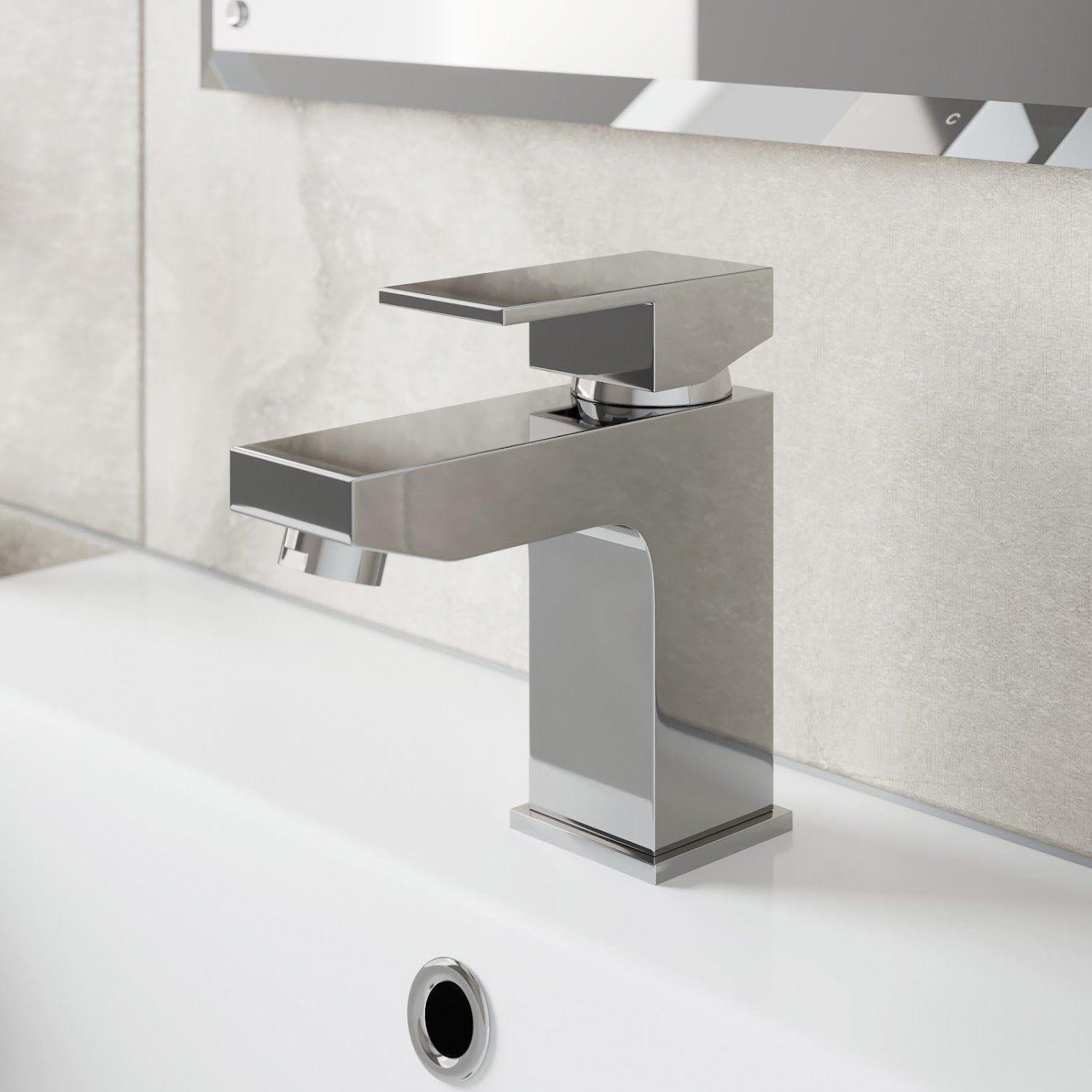 Modern Chrome Bathroom Square Tap Sets | Basin & Bath Taps with Shower ...