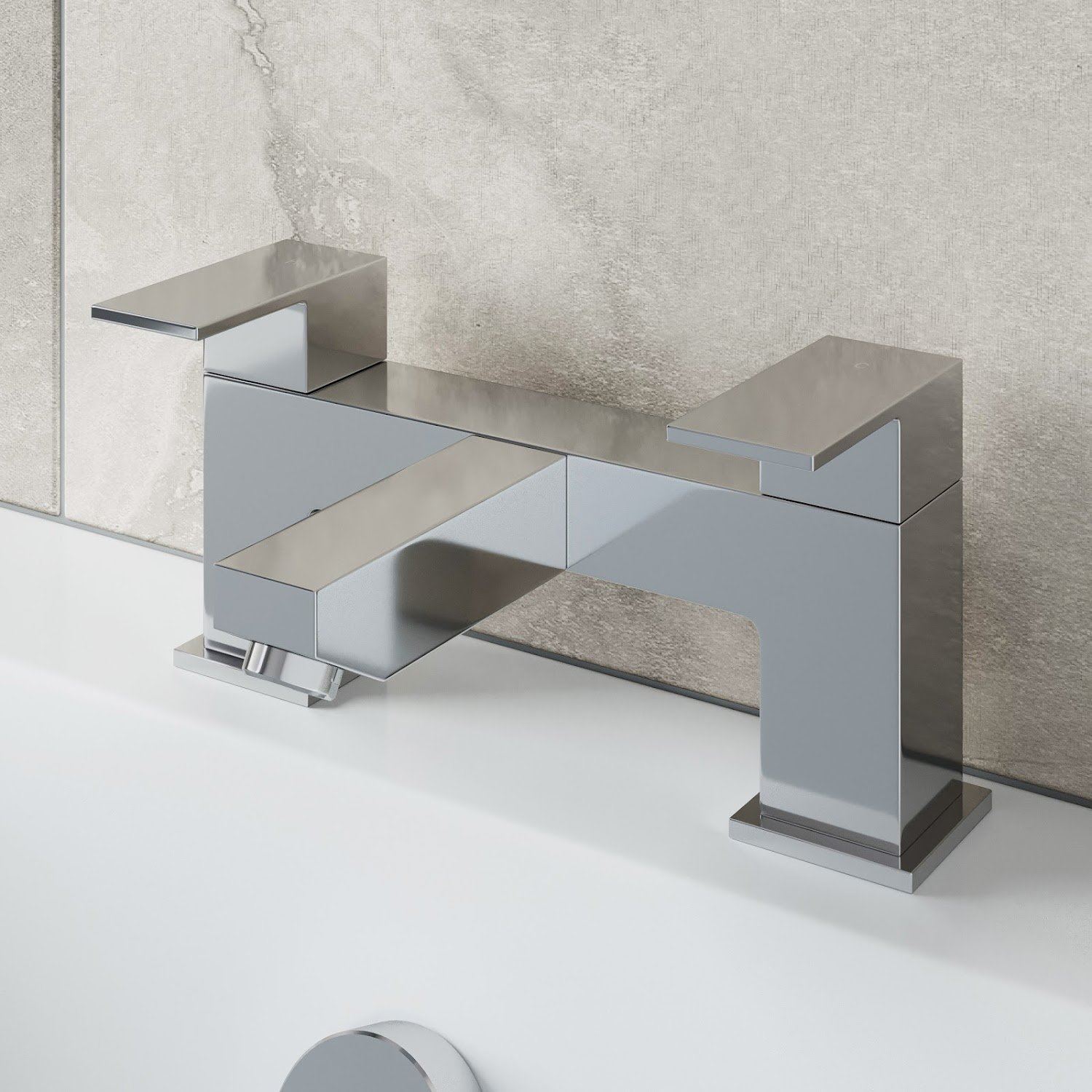Modern Chrome Bathroom Square Tap Sets | Basin & Bath Taps with Shower ...