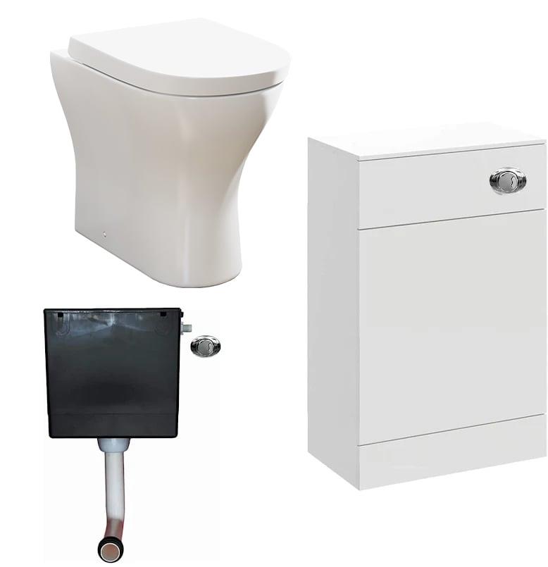 Back To Wall BTW Toilet WC Pan Soft Close Seat Concealed Cistern ...