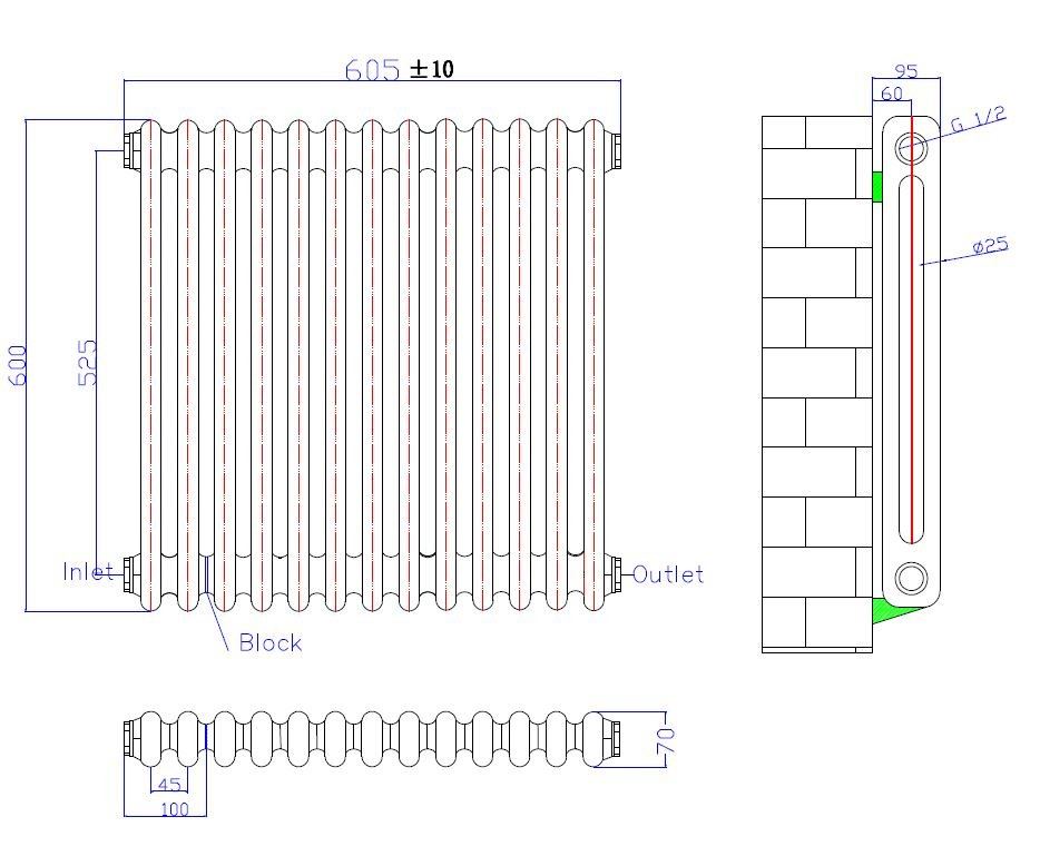 Traditional 2 3 Column Radiator Horizontal Vertical Rads Central ...