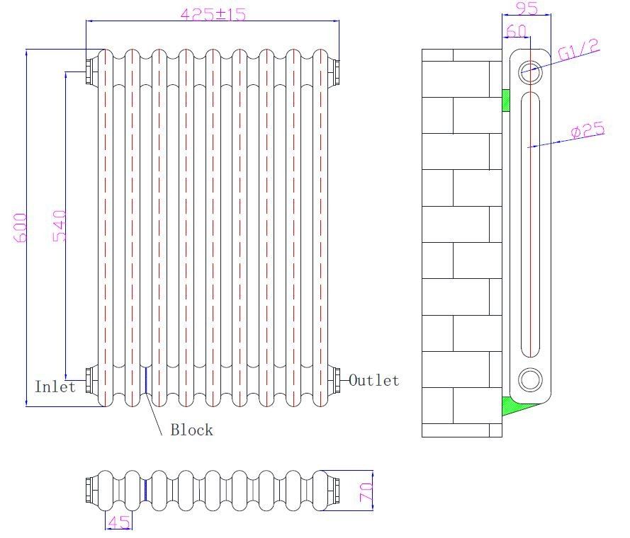 Traditional 2 3 Column Radiator Horizontal Vertical Rads Central ...
