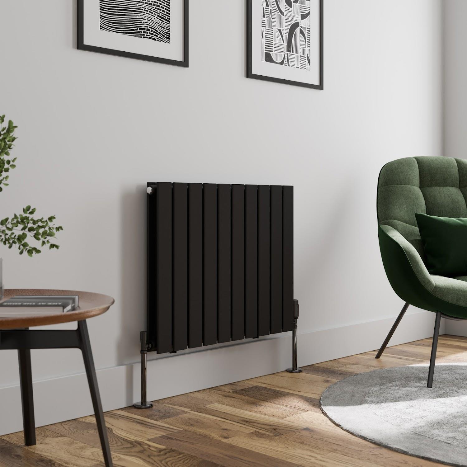 Black Designer Radiator Vertical Horizontal Flat Panel Oval Single ...