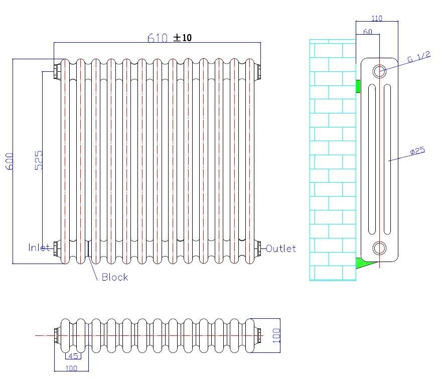 Traditional 2 3 Column Radiator Horizontal Vertical Central Heating ...