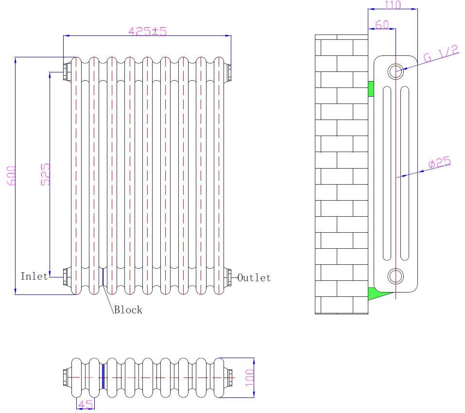 Traditional 2 3 Column Radiator Horizontal Vertical Central Heating ...