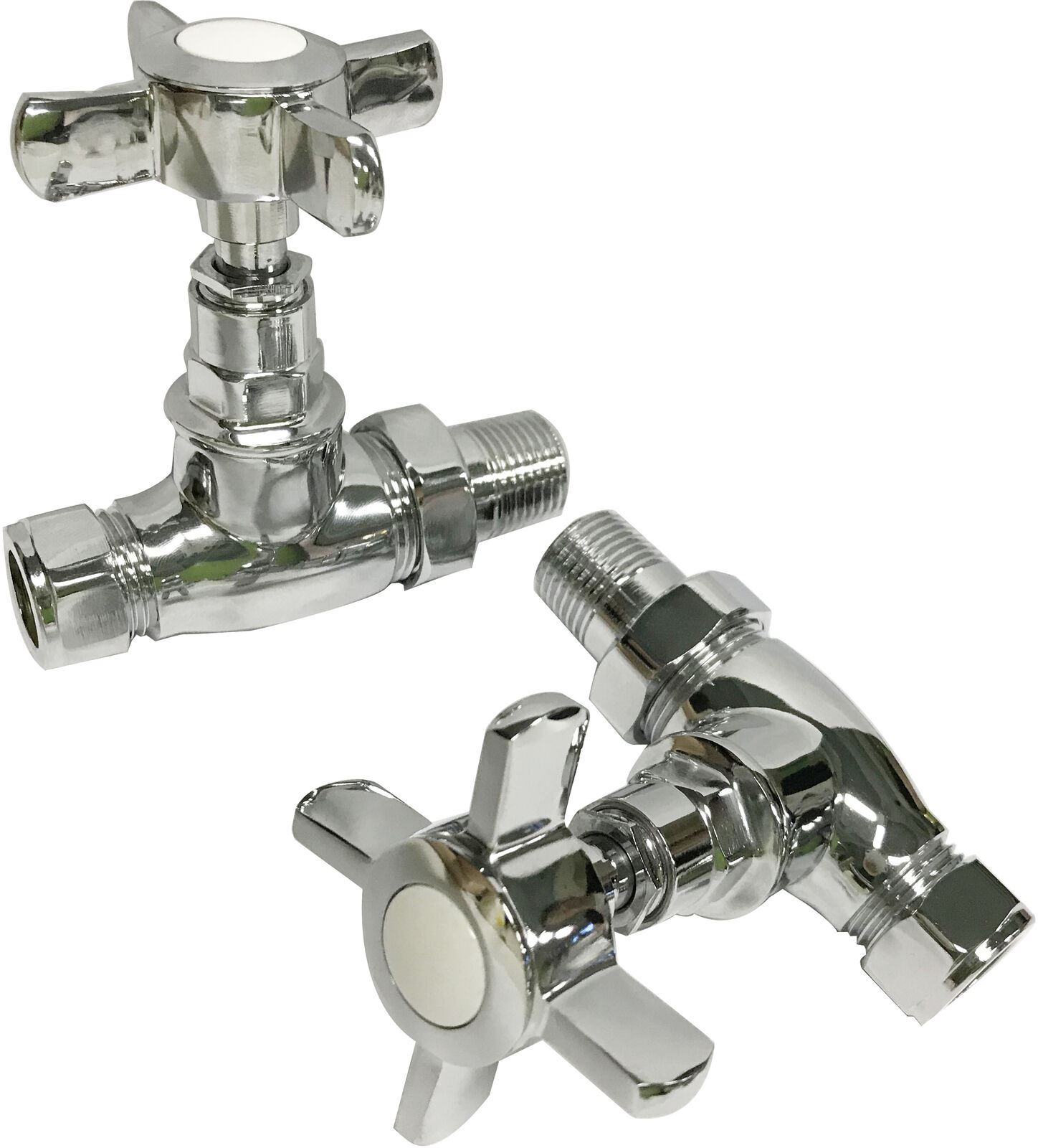 Designer Bathroom Radiator Valves Chrome Heated Towel Rail Pair ...