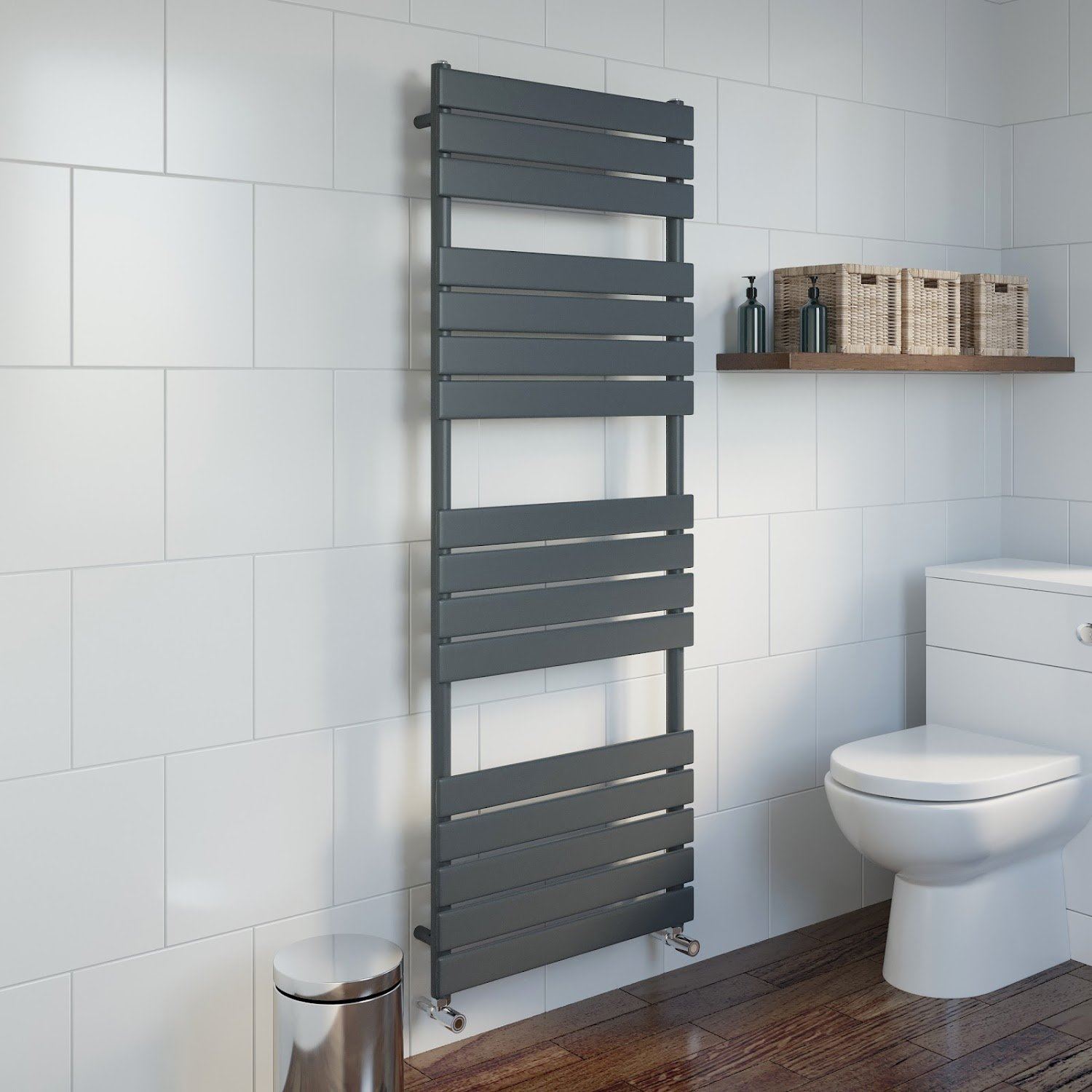 Designer Flat Panel Grey Anthracite Heather Bathroom Towel Rail ...