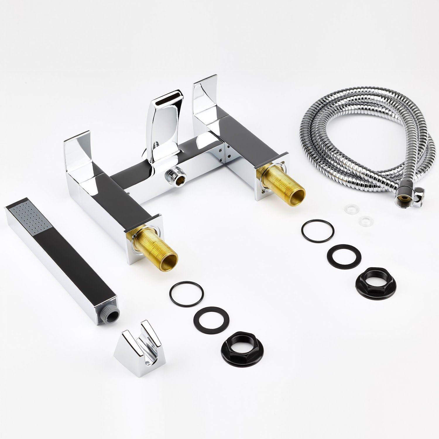 Modern Bathroom Tap Set Square Water Basin Mixer Bath Filler Shower ...