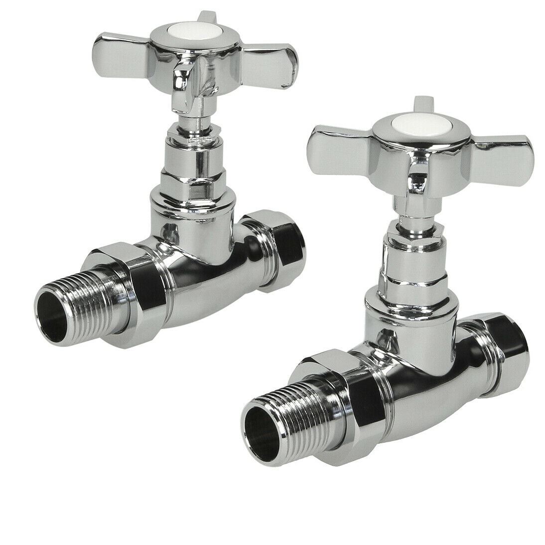 Designer Bathroom Radiator Valves Chrome Heated Towel Rail Pair ...