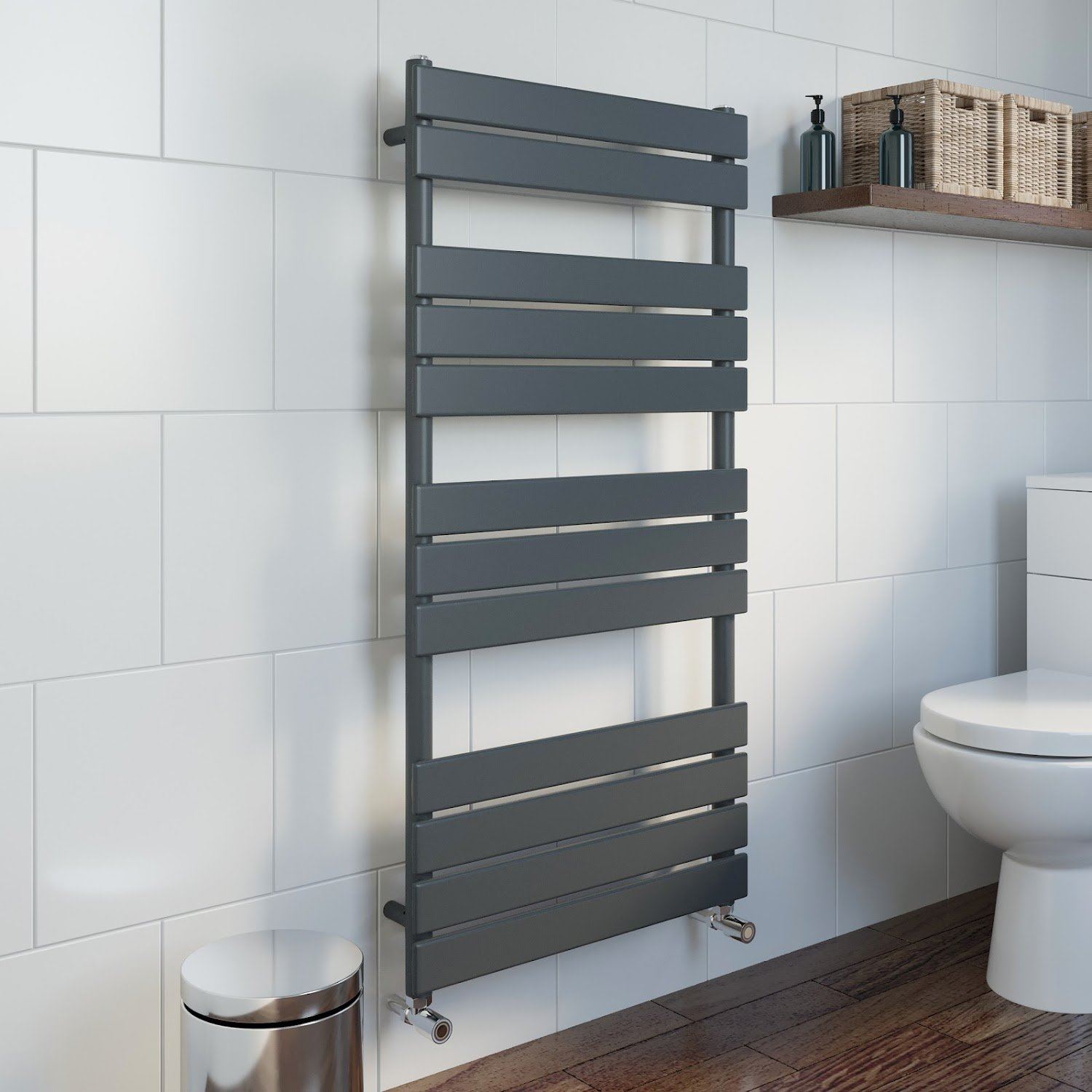Designer Flat Panel Grey Anthracite Heather Bathroom Towel Rail ...