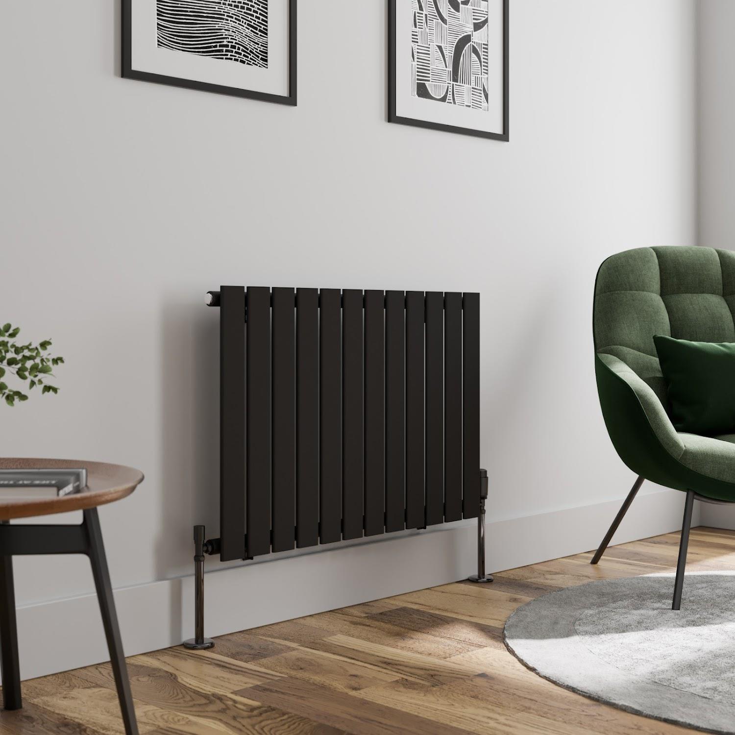 Black Designer Radiator Vertical Horizontal Flat Panel Oval Single ...