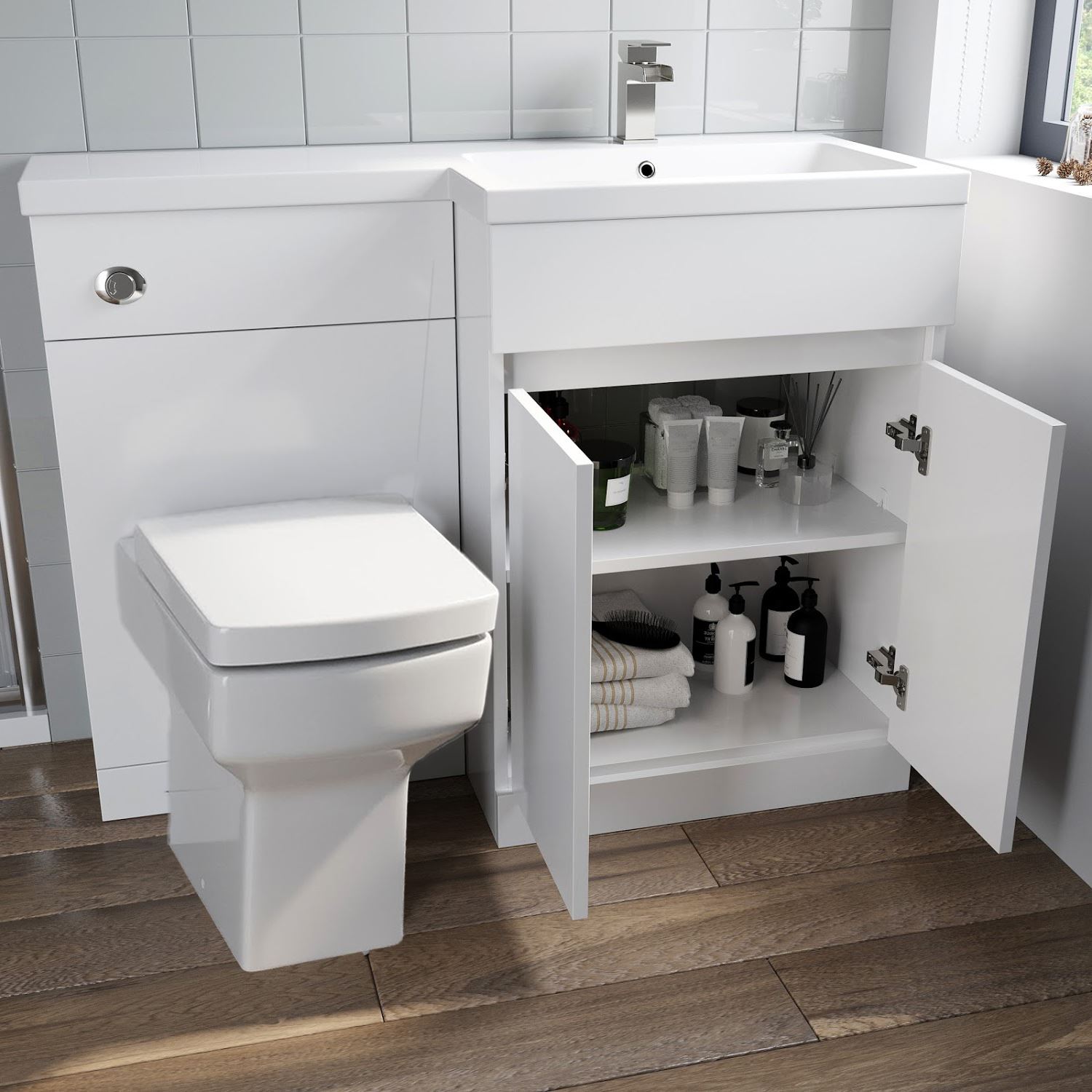 Bathroom Vanity Unit Basin Sink Toilet Bathroom Combined Furniture ...