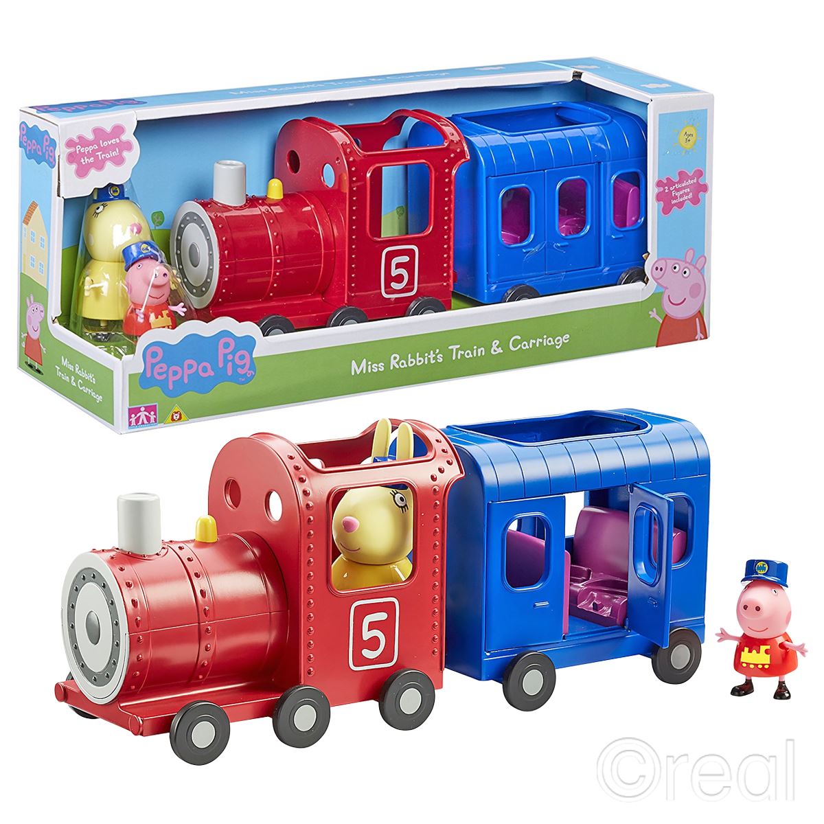 New Peppa Pig Miss Rabbit's Push Along Train w/ Carriage & Figures ...