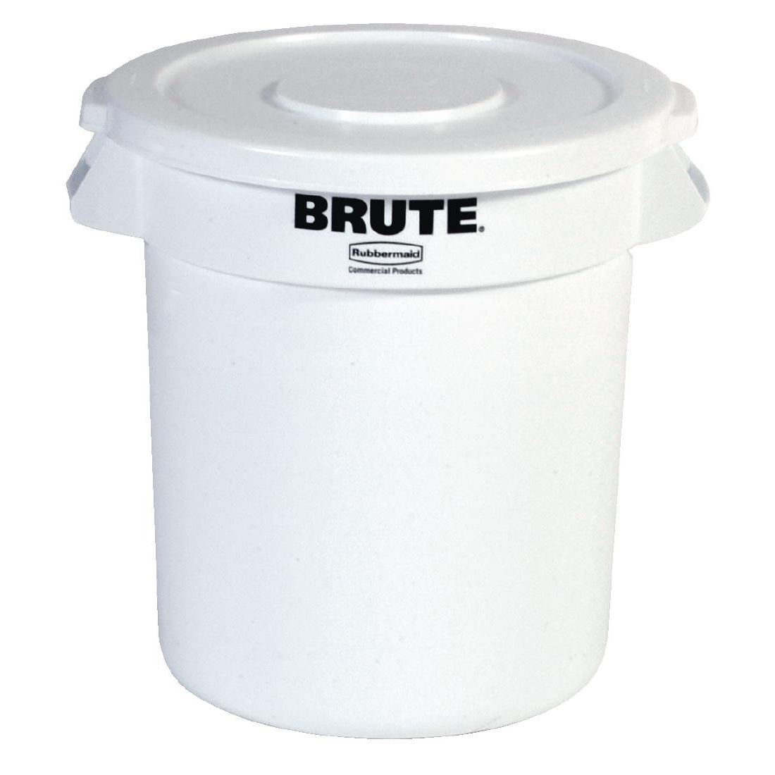Rubbermaid Round Brute Container in White with Handles on Sides - 37.9L ...
