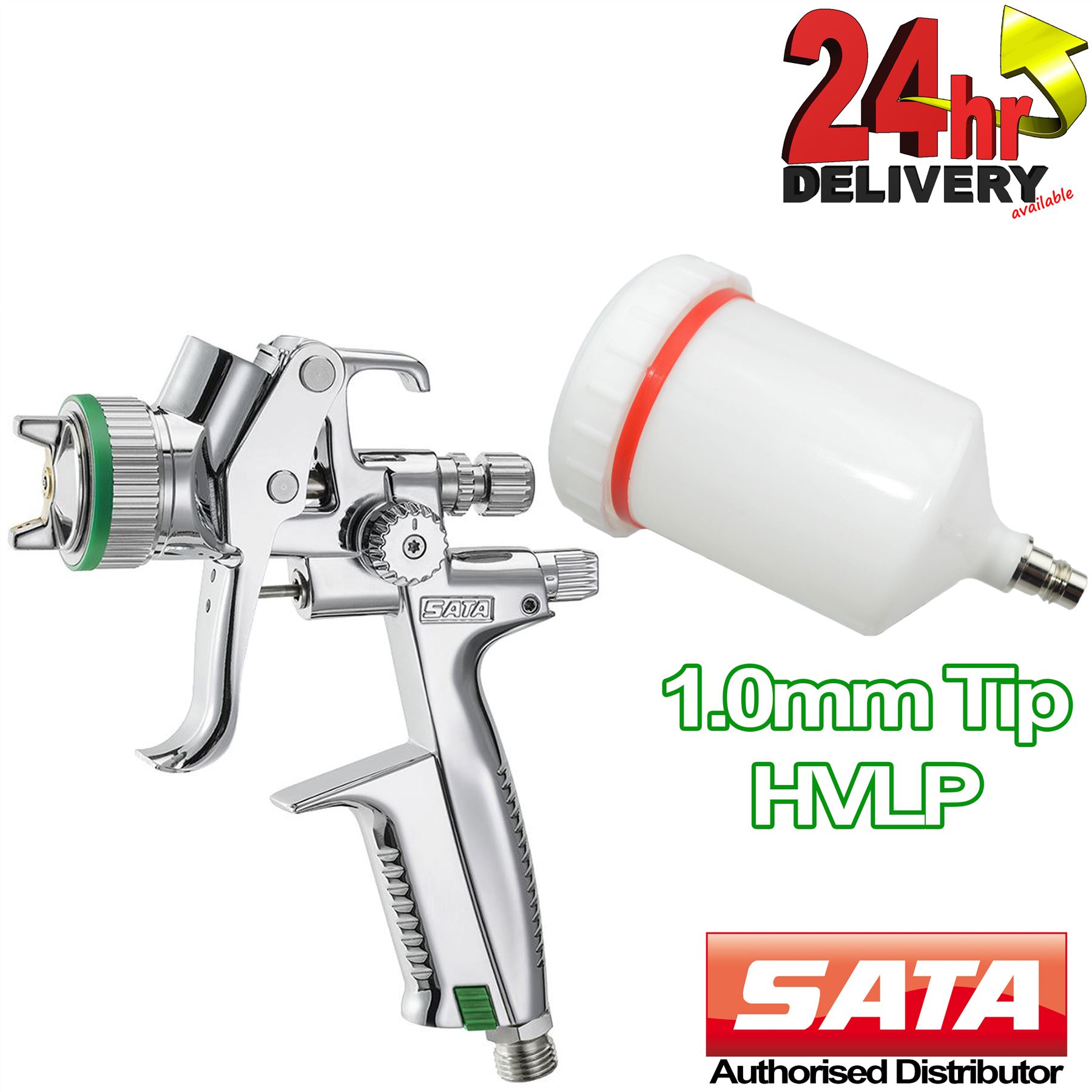 SATA minijet 1.0 Tip 4400 B HVLP Nozzle 0.125l Pot Smart Repair Paint ...