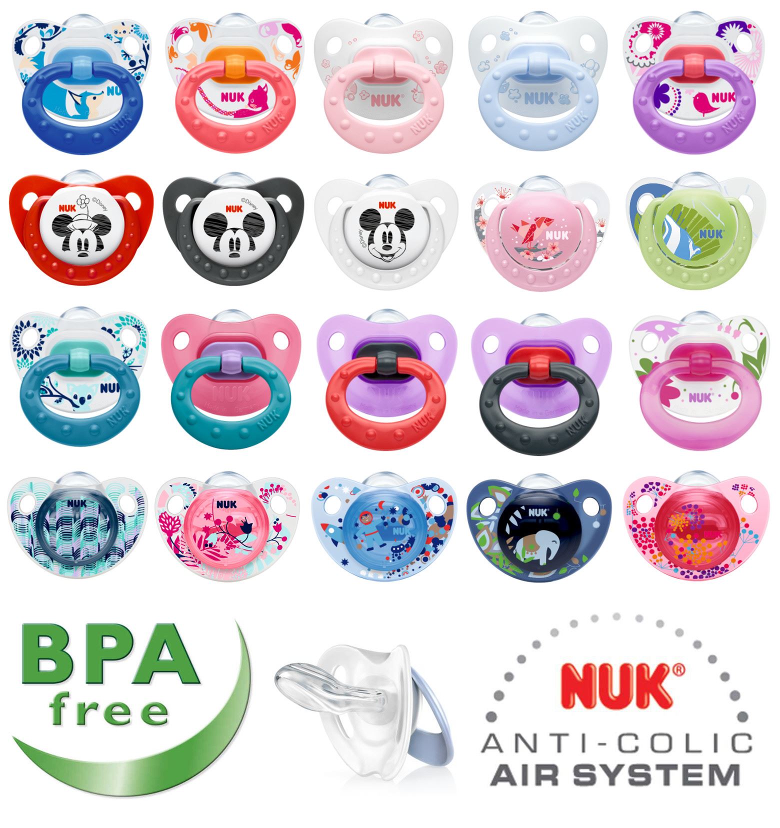 NUK BABY SOOTHERS PACIFIERS ORTHODONTIC DUMMIES 0-36 MONTHS SILICONE ...