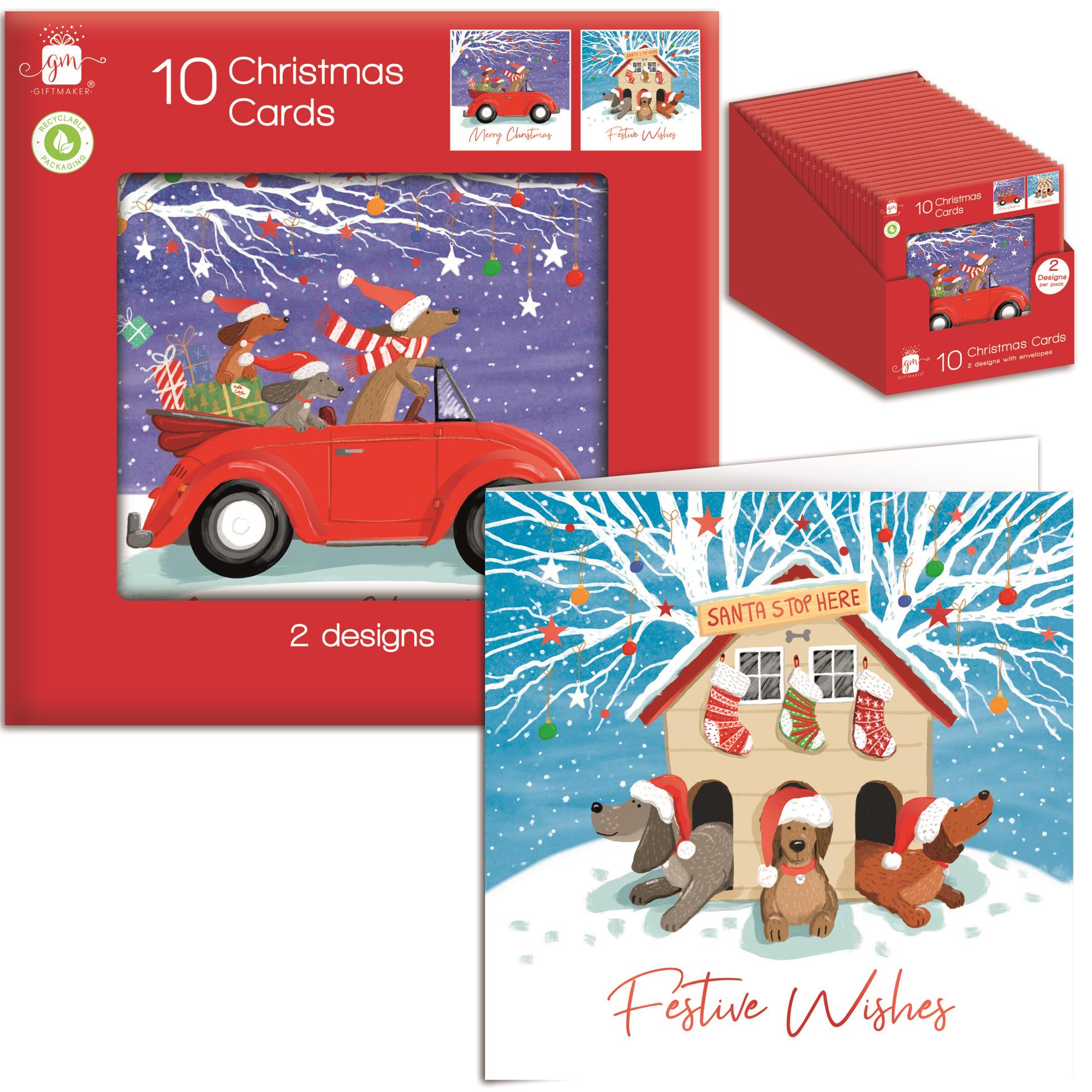 Square Christmas Cards 2 Festive Xmas Designs Giftmaker Pack 10 Square Christmas Cards 2 Festive Xmas Designs Giftmaker Pack 10