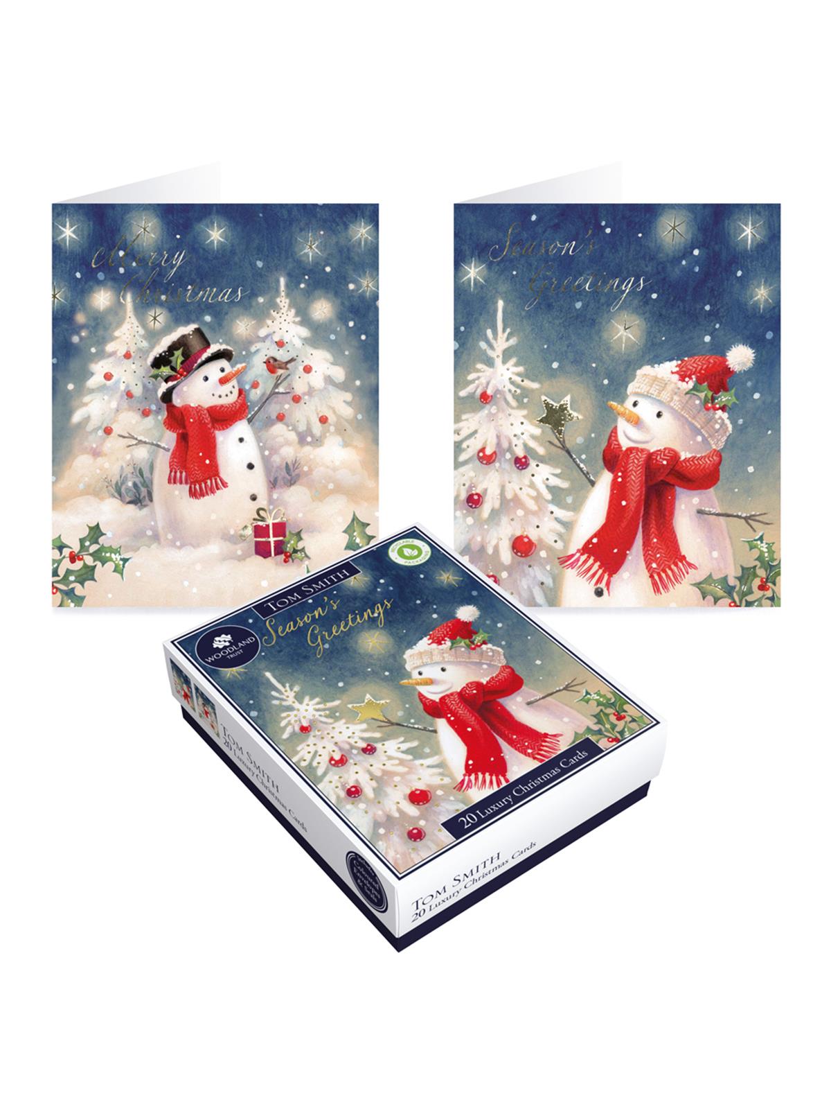 Christmas Cards Luxury Tom Smith Pack 20 Charity Boxed 2 Festive Xmas ...