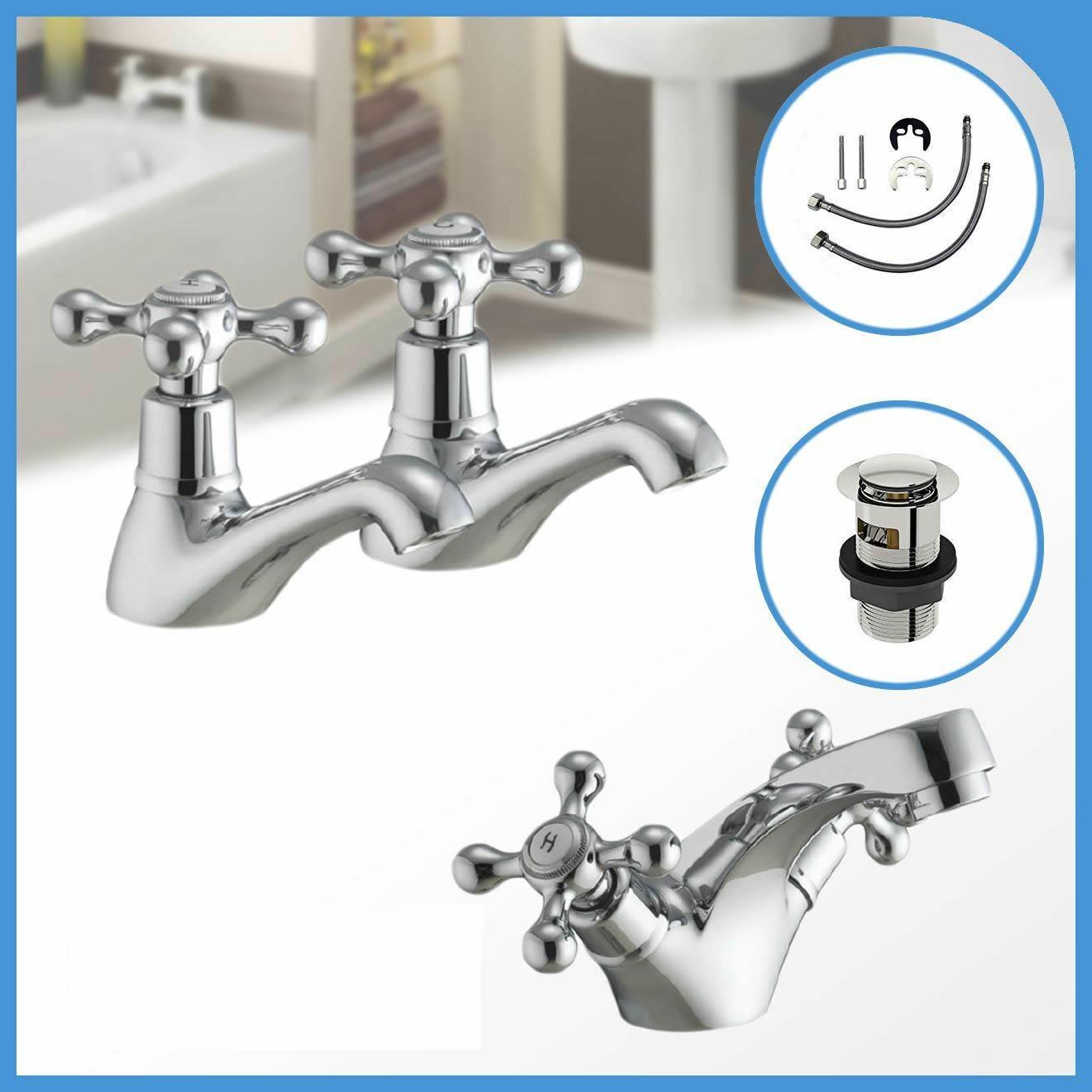 Traditional Classic Chrome Bathroom Taps Sink Basin Mixer Bath Filler ...