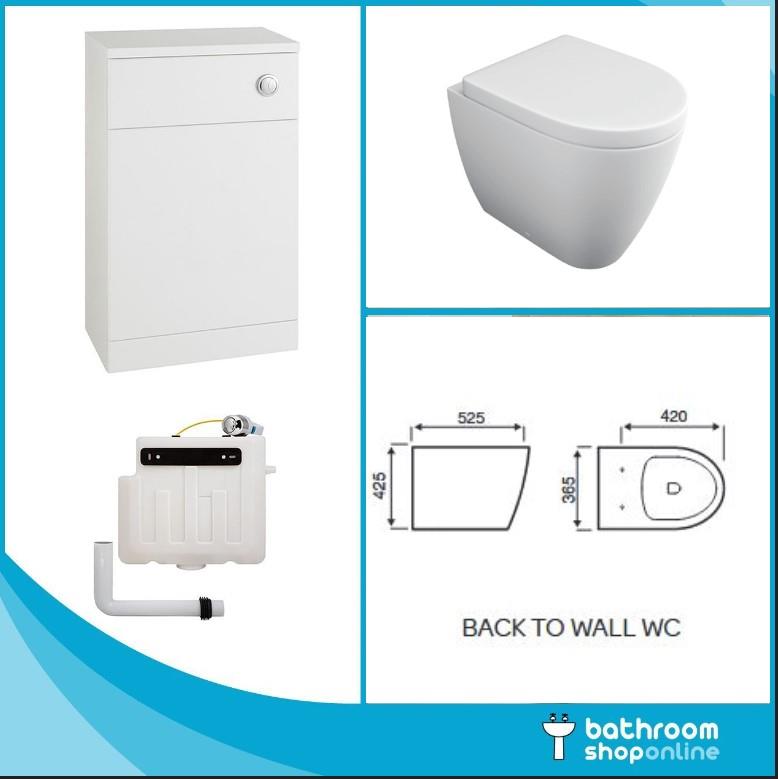 Back to Wall BTW Round WC Pan Concealed Cistern Toilet Seat & WC Units ...