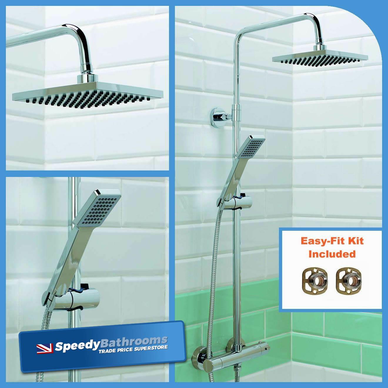 Square Or Round Twin Head Chrome Thermostatic Mixer Shower Bathroom