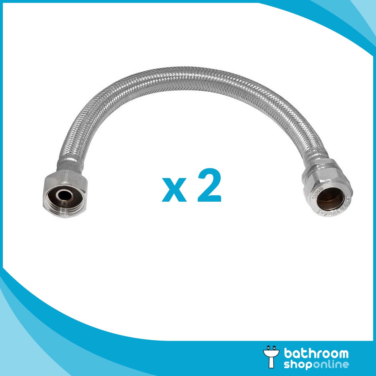 Flexi Pipe Connector 15mm x 1/2" BSP 300mm Tap Toilet Braided Hose WRAS ...