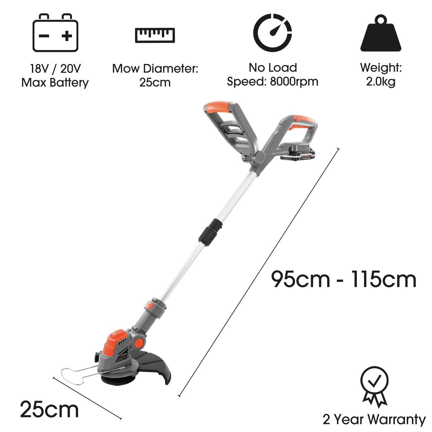 20V ELECTRIC CORDLESS STRIMMER GRASS TRIMMER GARDEN EDGER 2x BATTERIES ...