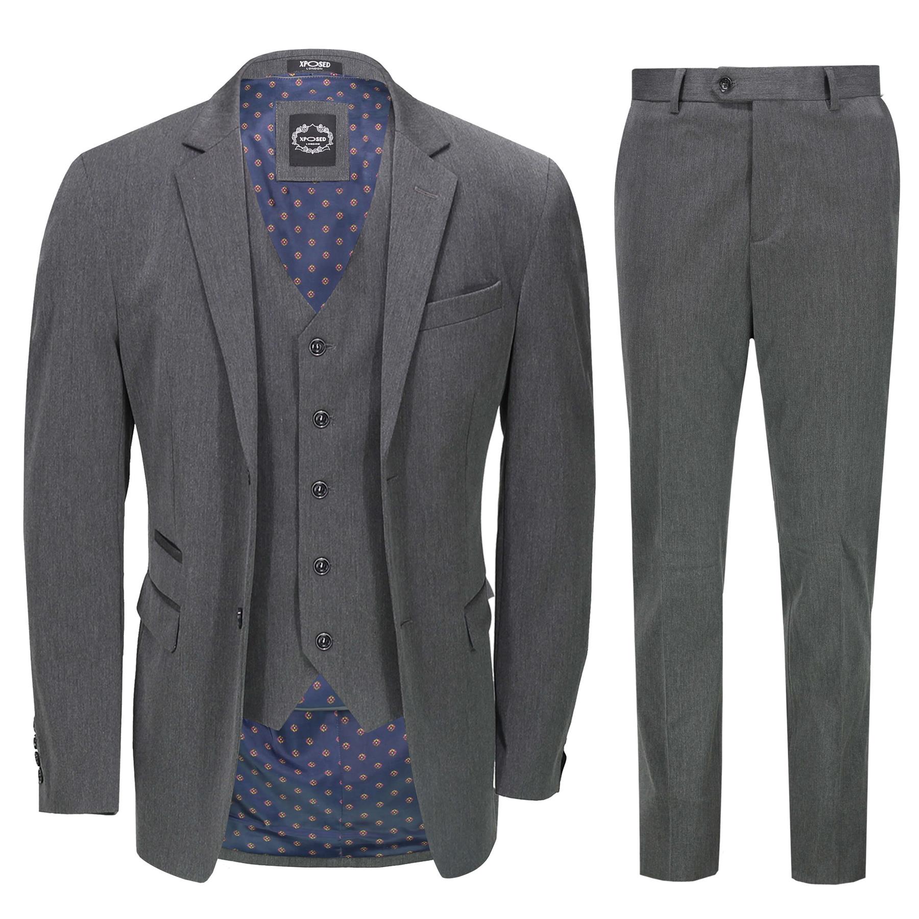 Mens 3 Piece Business Suit Smart Casual Classic Tailored Fit Office ...