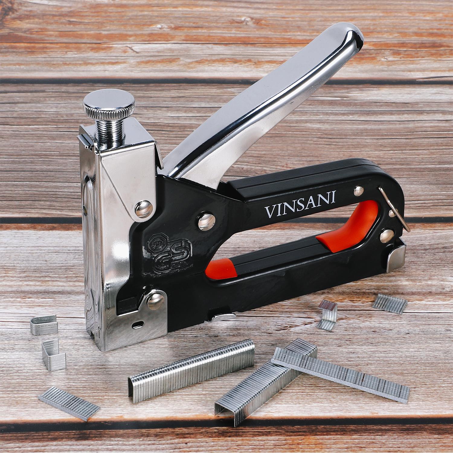 Vinsani Heavy Duty Stainless Steel Metal Staple Tacker Gun with Staples ...